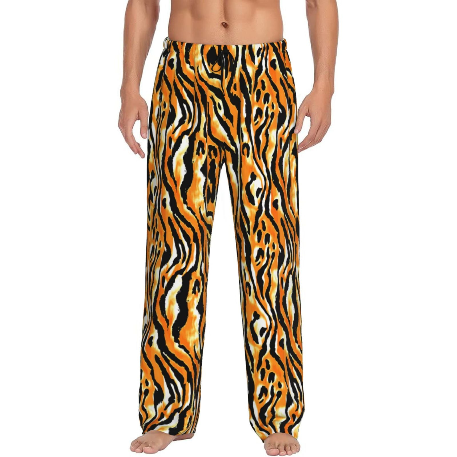 Goofa Zebra Pattern Printed Soft Pajama Pants for Men, Wide Leg Comfy ...