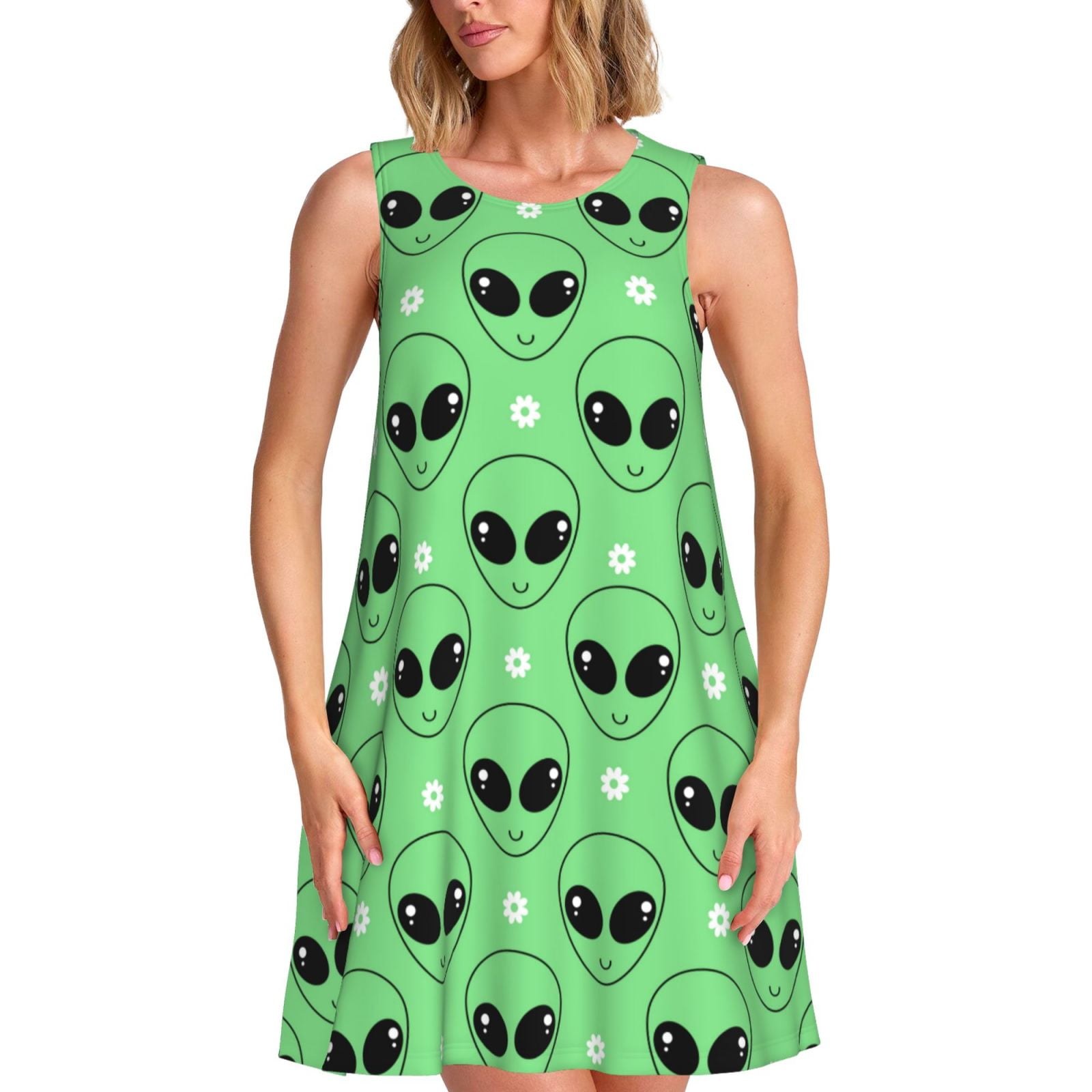 Goofa alien cartoons for Summer Dresses for Women – Beach Floral ...