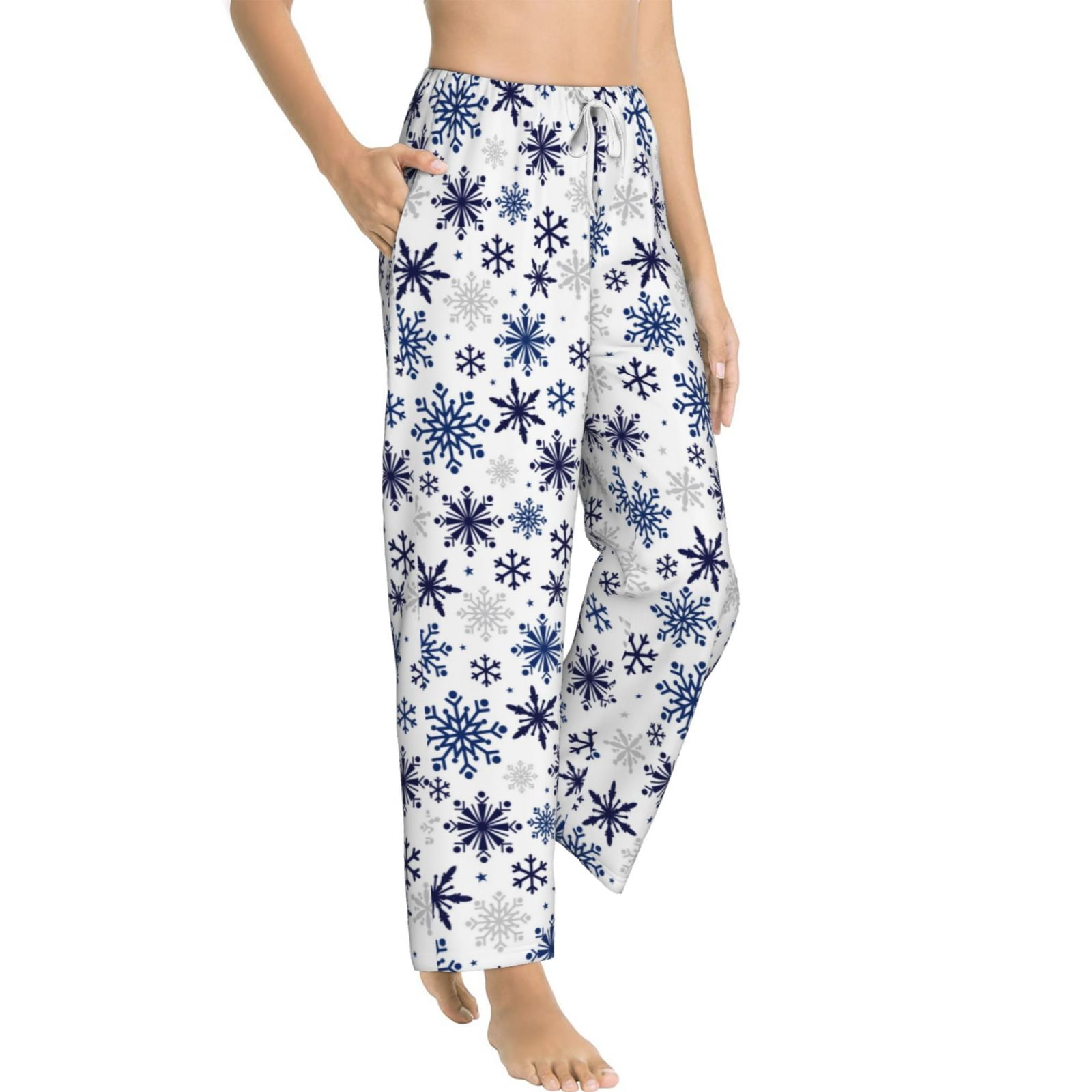 Goofa blue Snowflake Prints Printed Soft Pajama Pants for Women, Wide ...