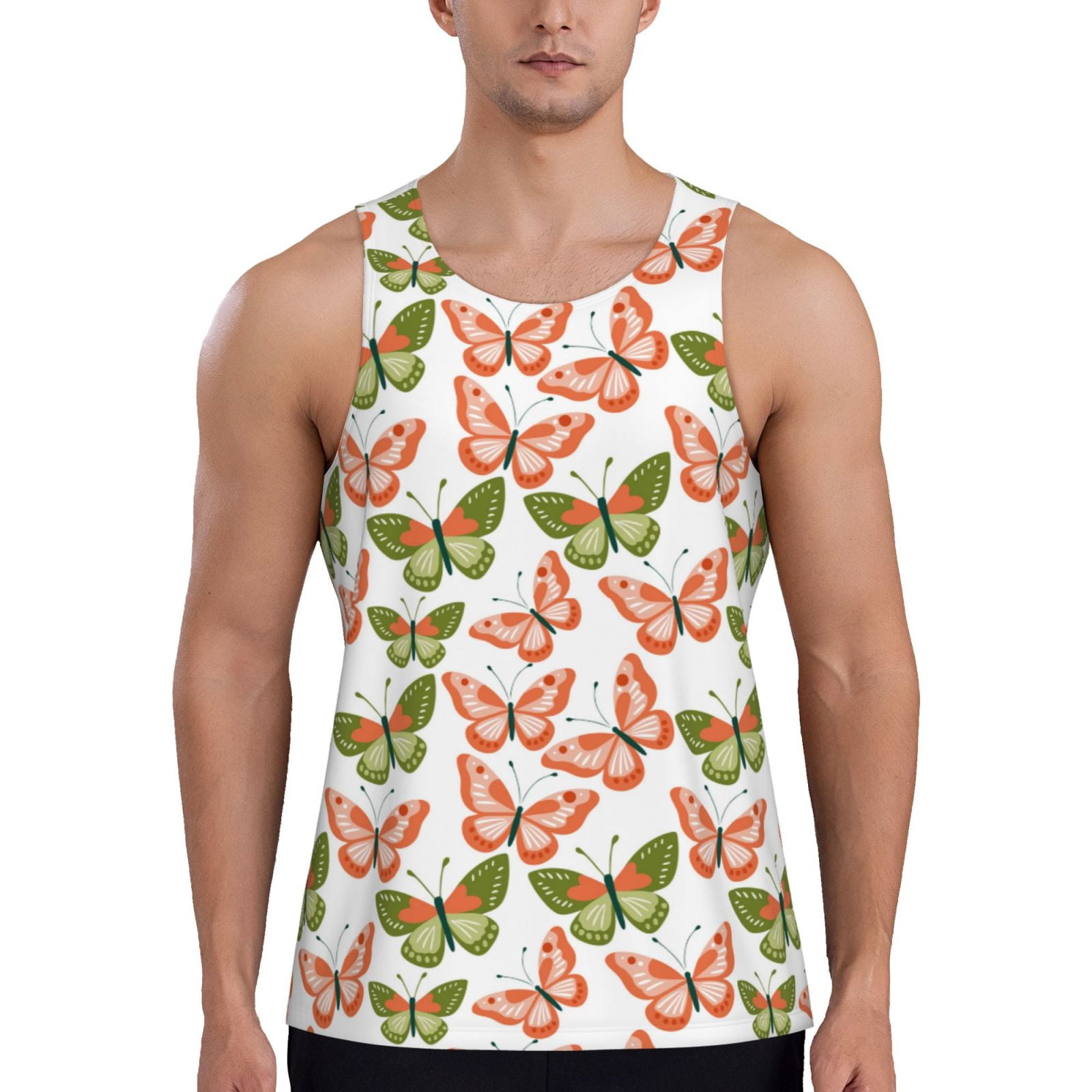 Goofa butterfly Pattern Men's Workout Tank Top Slim-Fit Tank Quick Dry ...