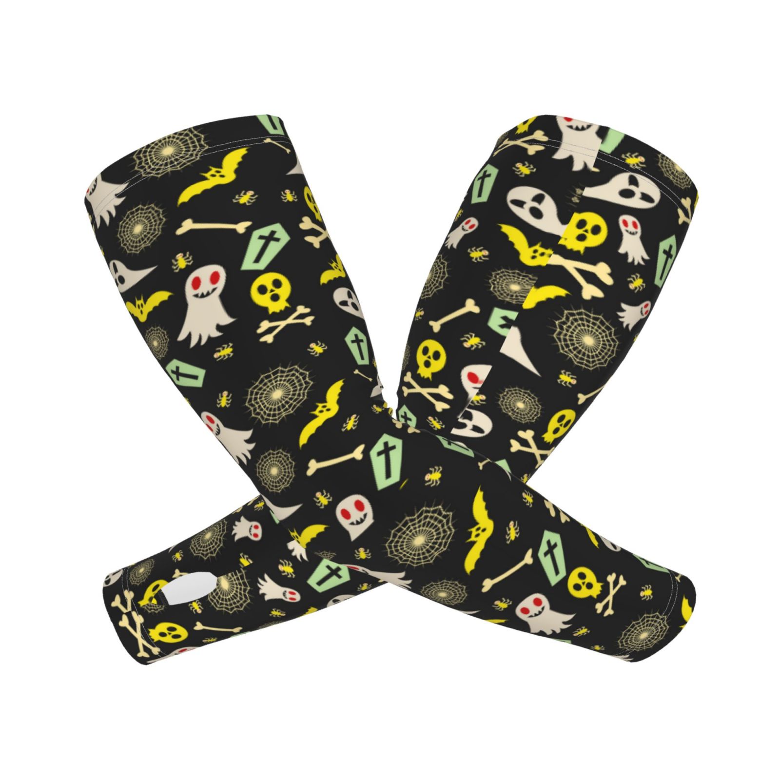 Goofa cartoon Skull spider web Pattern UV Sun Protection Arm Sleeves ...