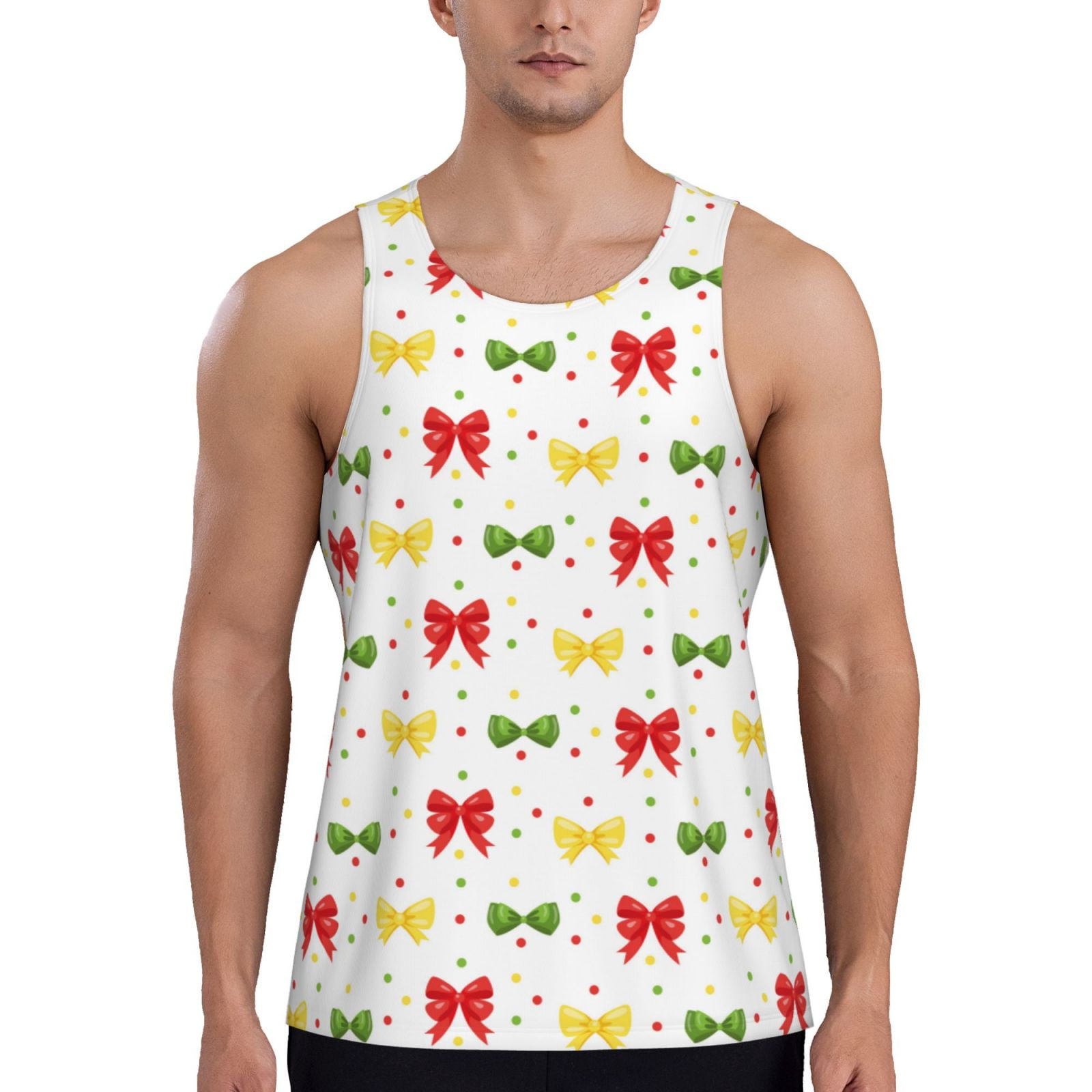 Goofa cartoon colorful Bow tie Pattern Men's Workout Tank Top Slim-Fit ...
