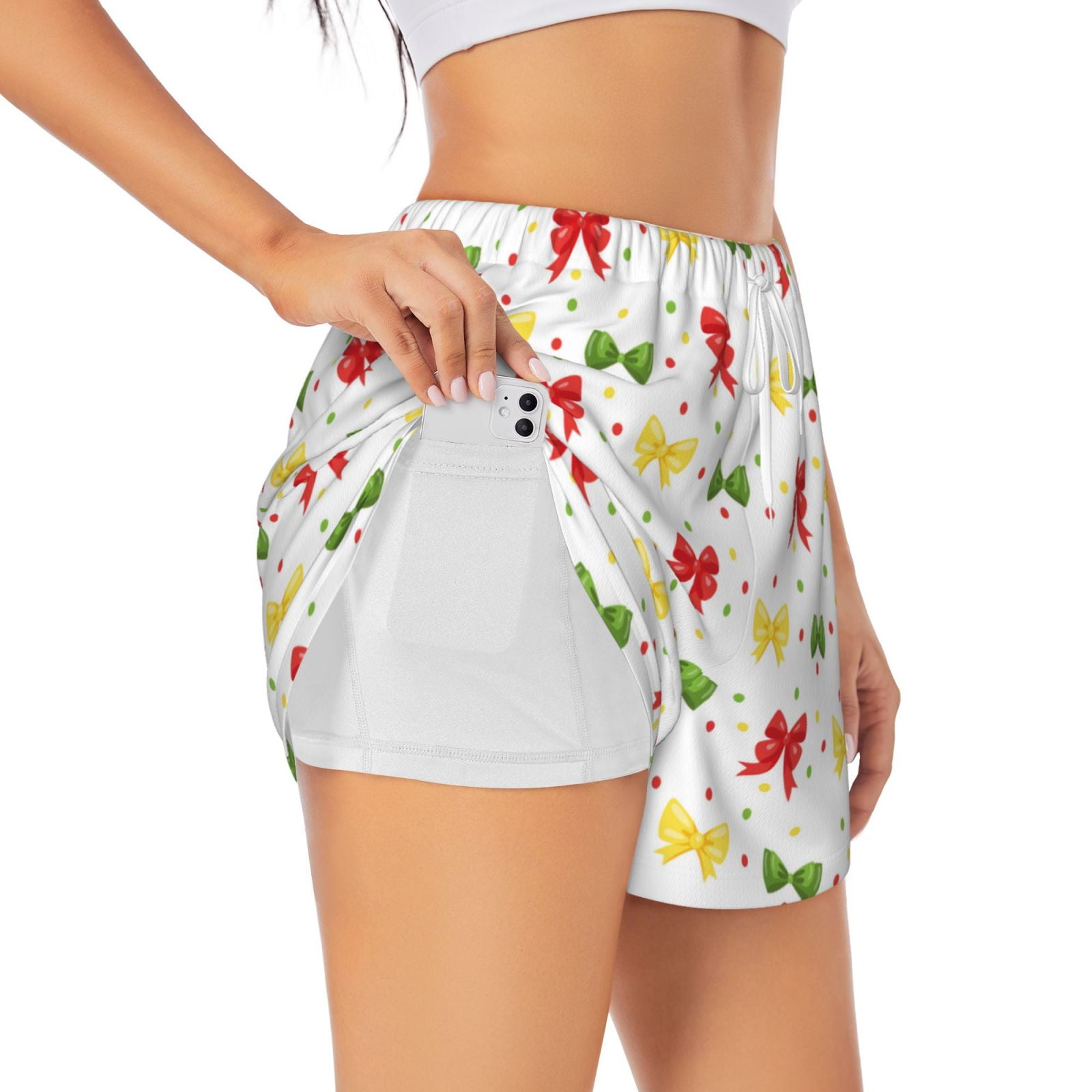 Goofa cartoon colorful Bow tie Printed Women 2 in 1 Running Shorts ...