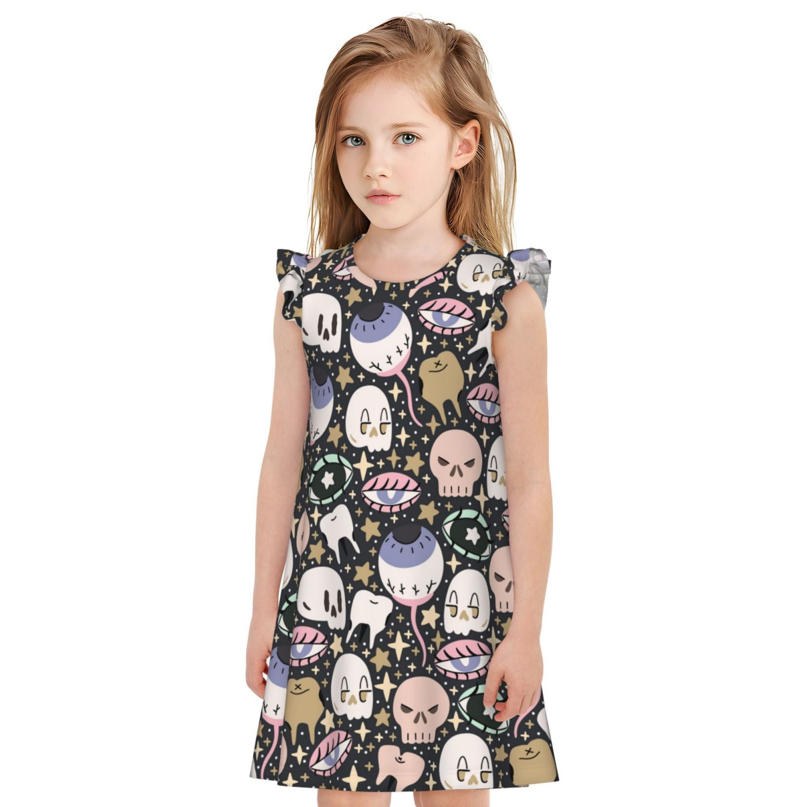 Goofa cartoon cute Skull star Pattern Sweet & Sassy Girls' Nightgowns ...
