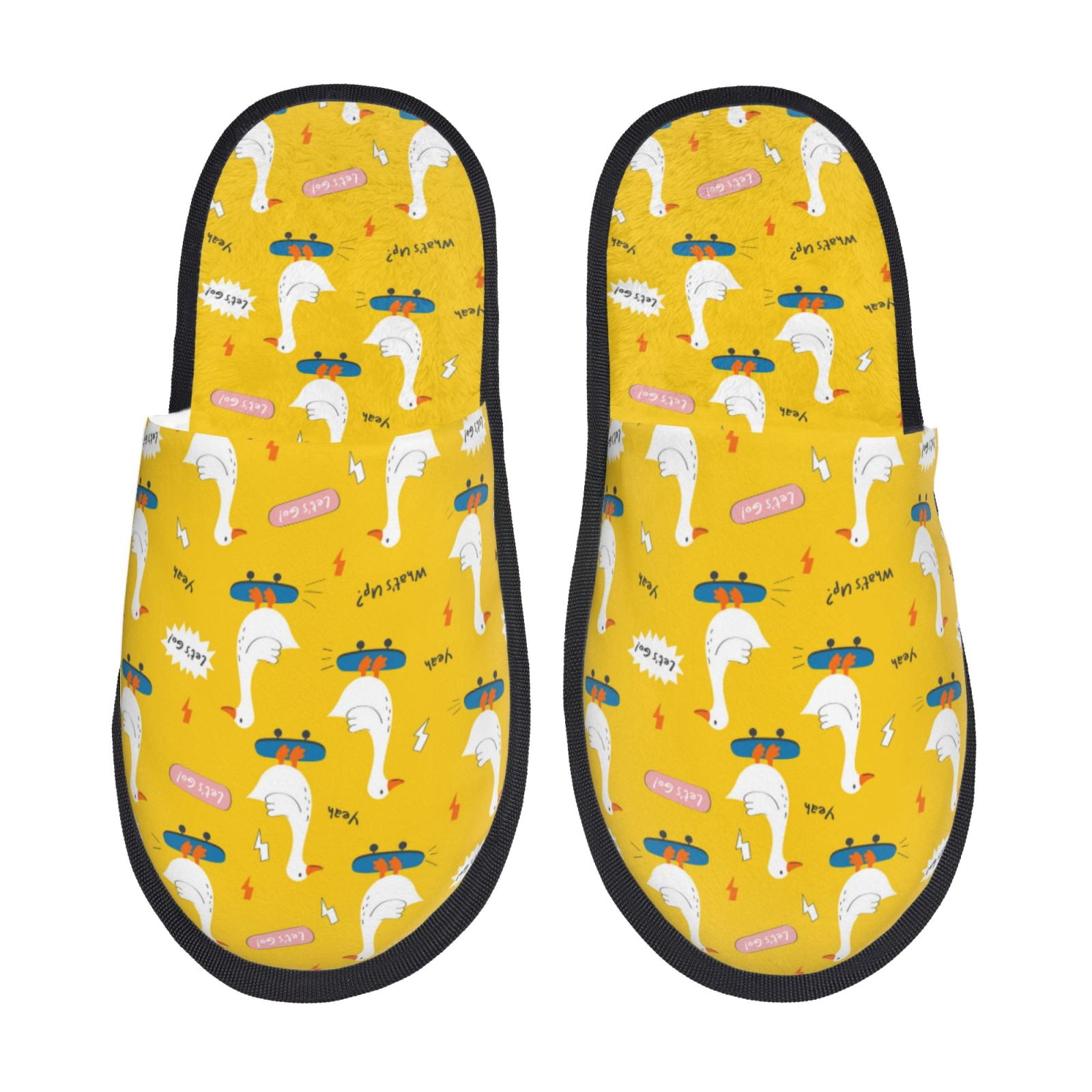 Goofa cartoon goose Pattern Plush Furry Slippers for Men & Women, Cozy ...