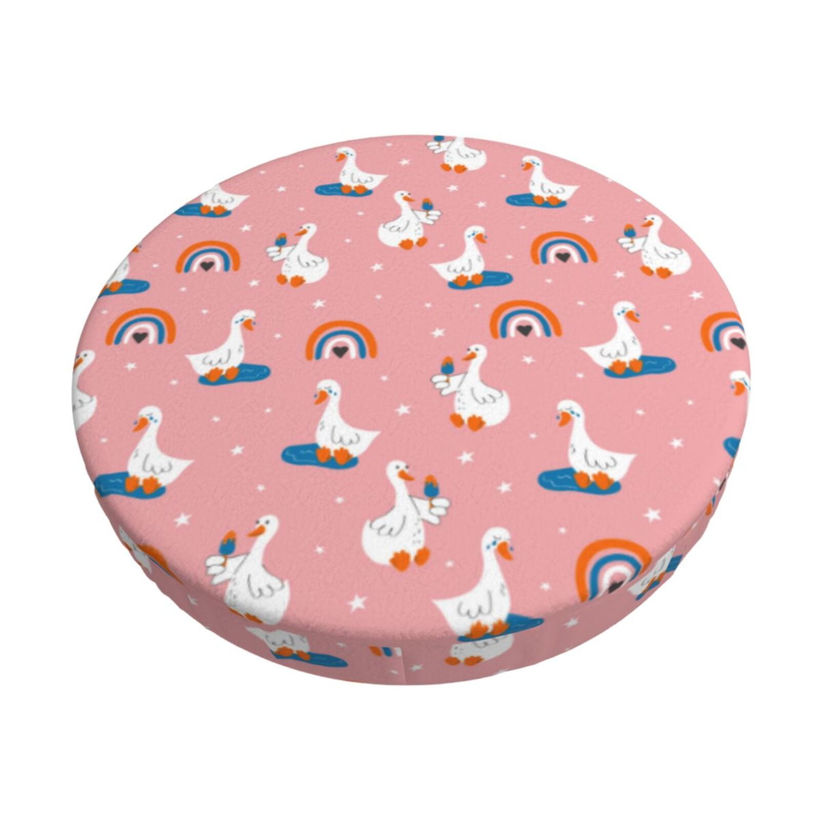 Goofa cartoon goose rainbow Printed Stool Covers Round, Waterproof ...