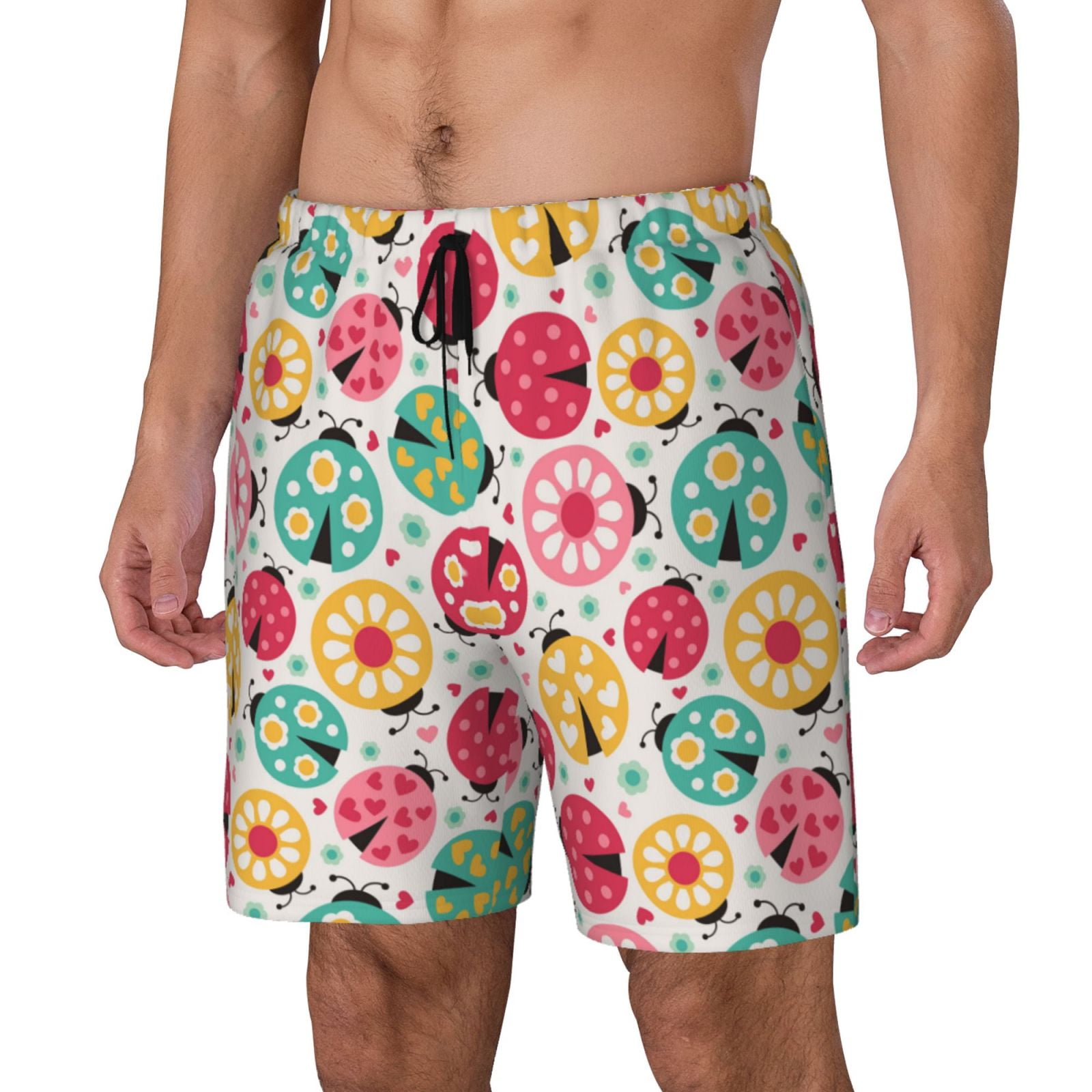 Goofa cartoon ladybird Print Men's Swim Trunks Board Shorts Quick Dry ...