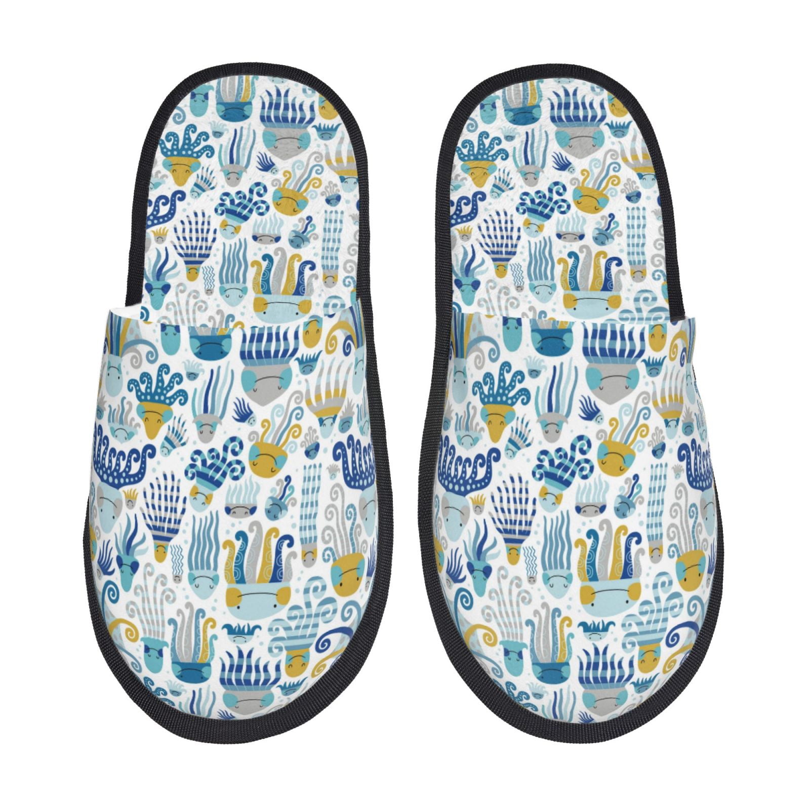 Goofa cartoon octopus Pattern Plush Furry Slippers for Men & Women, Cozy Indoor House Shoes with ...