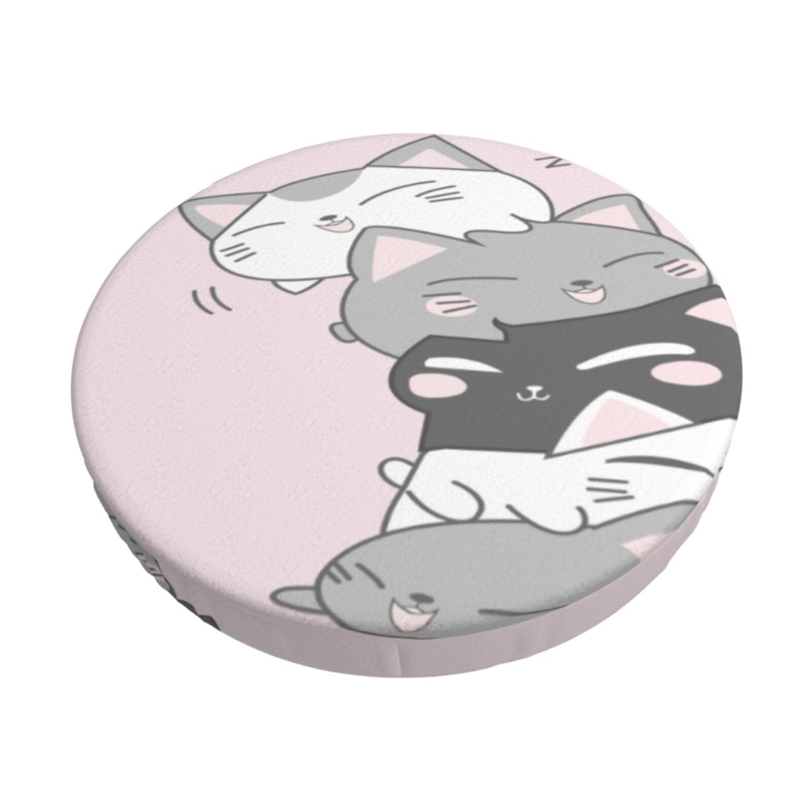Goofa cat Printed Stool Covers Round, Waterproof Round Bar Stool Covers ...