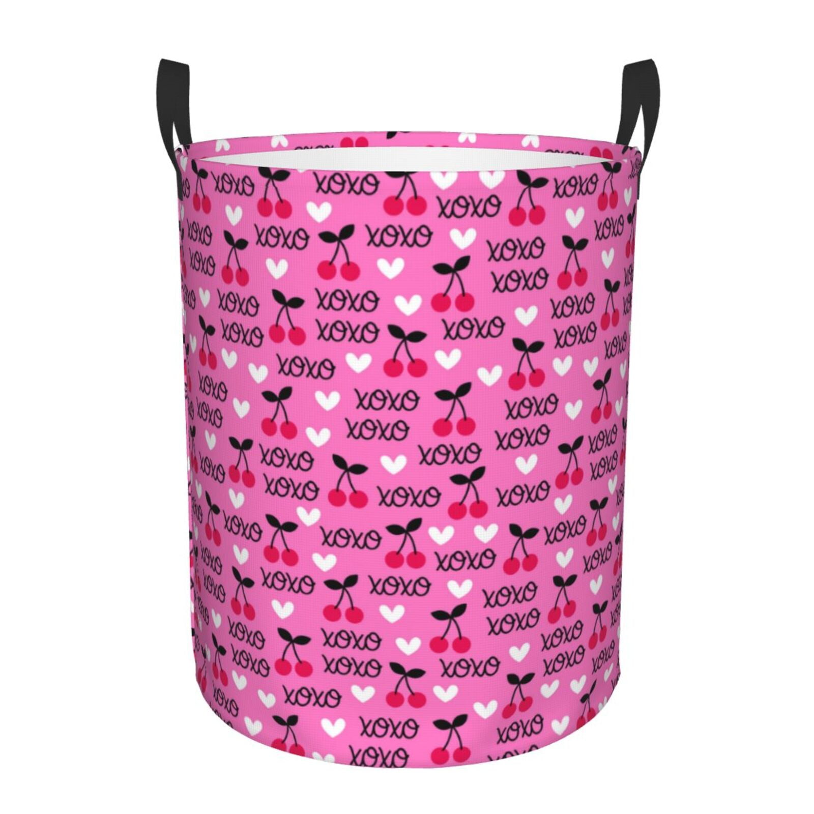 Goofa cherry Printed Circular Hamper,Laundry Basket with Handles ...