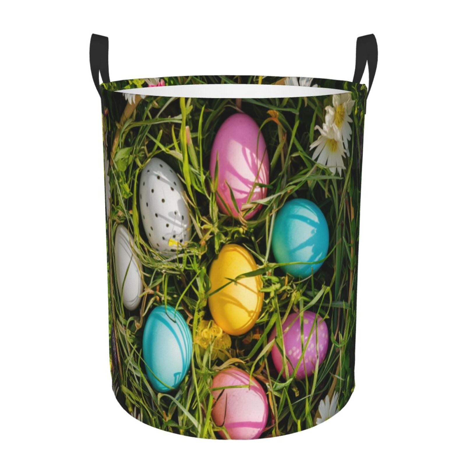 Goofa colorful Easter eggs Printed Circular Hamper,Laundry Basket with ...