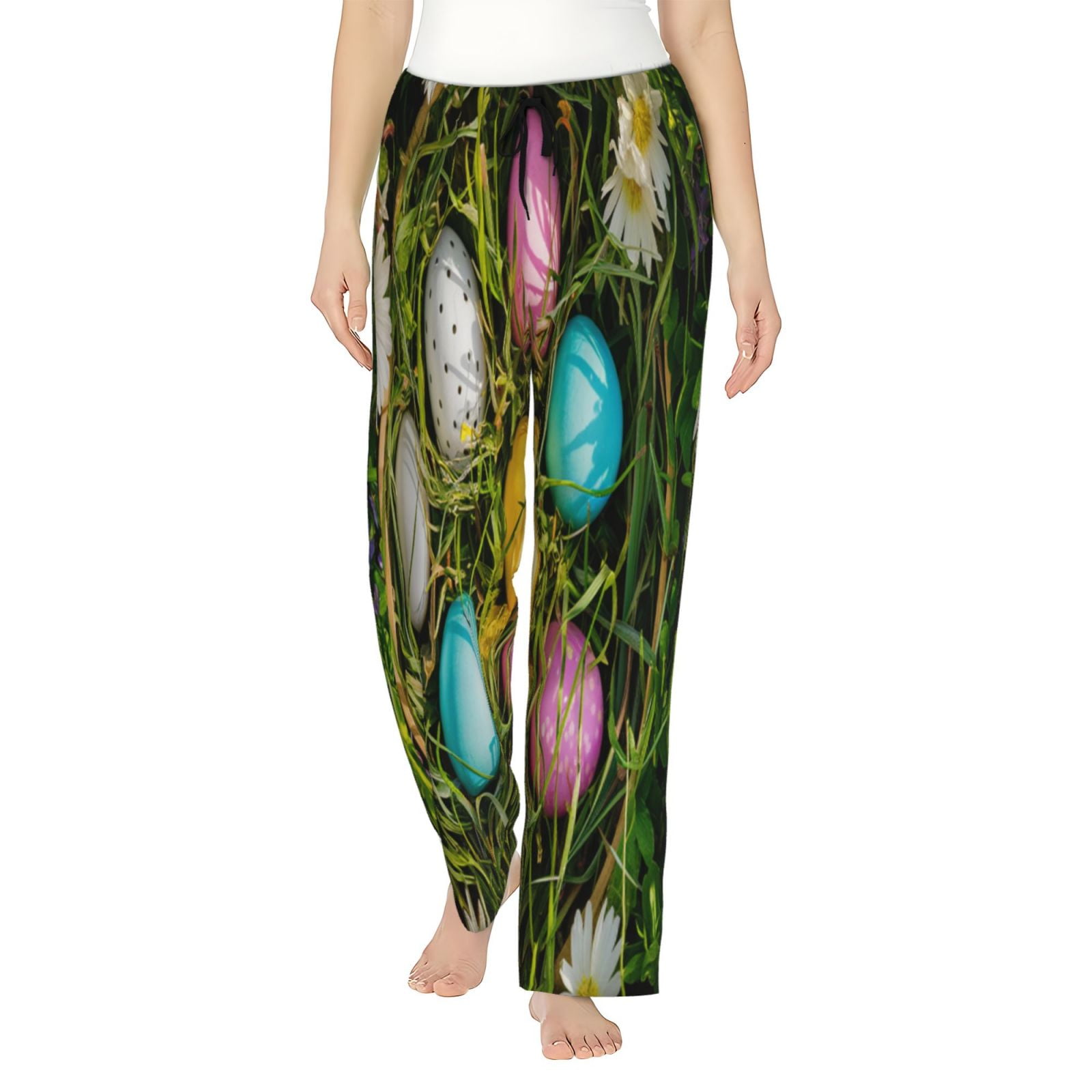 Goofa colorful Easter eggs Printed Soft Pajama Pants for Women, Wide ...