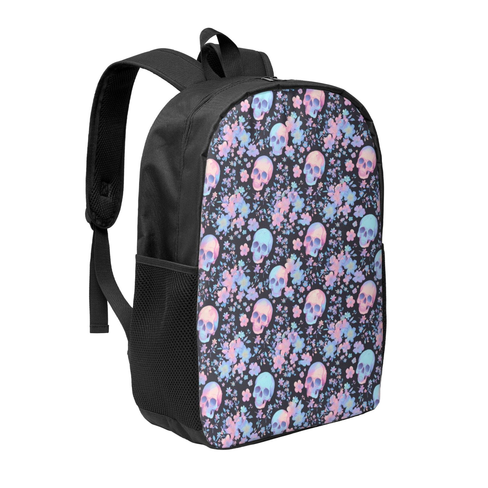 Goofa cool Skull flower Pattern 17in Student Backpack - School, Travel ...