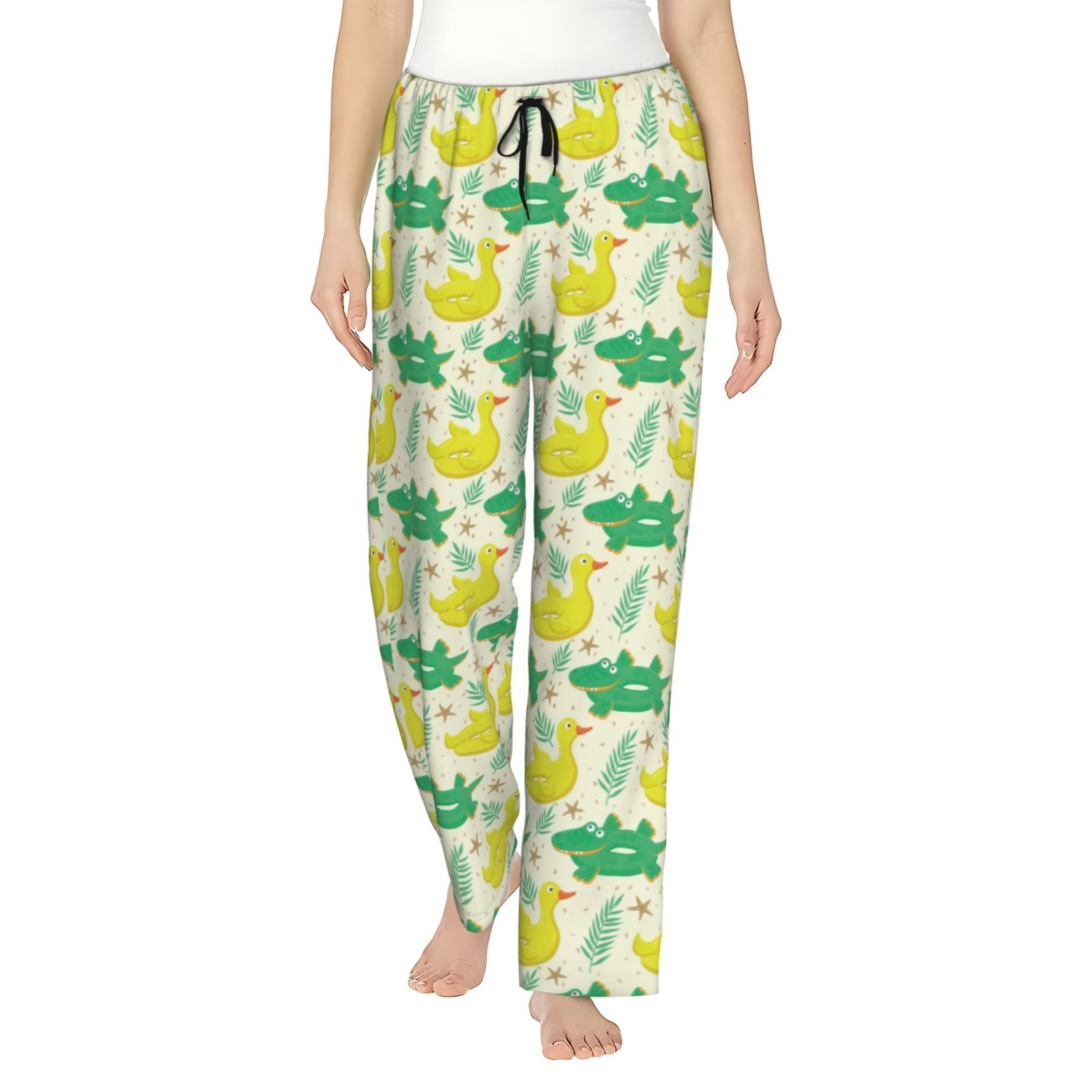 Goofa crocodile and duck Printed Soft Pajama Pants for Women, Wide Leg ...