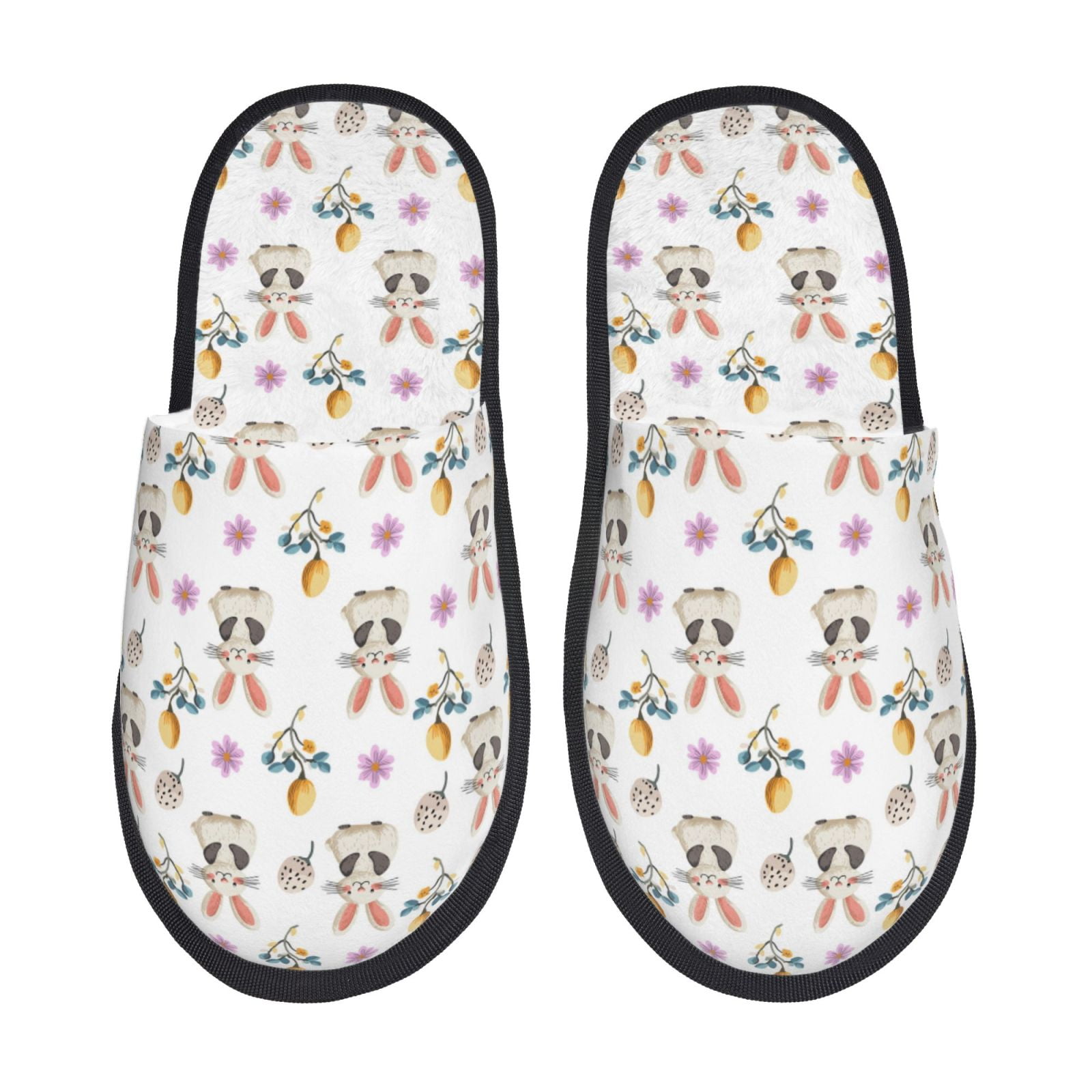 Goofa easter Pattern Plush Furry Slippers for Men & Women, Cozy Indoor ...