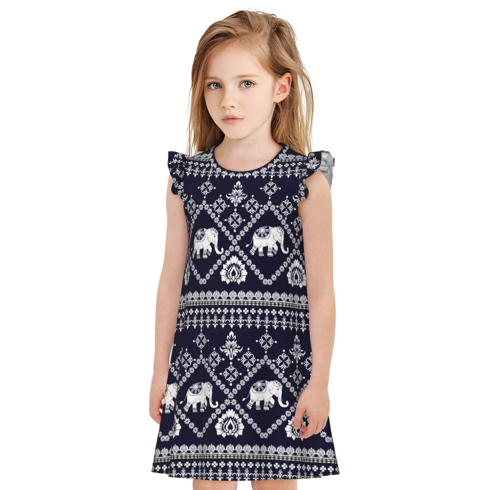 Goofa elephants Pattern Sweet & Sassy Girls' Nightgowns - Short Sleeve ...