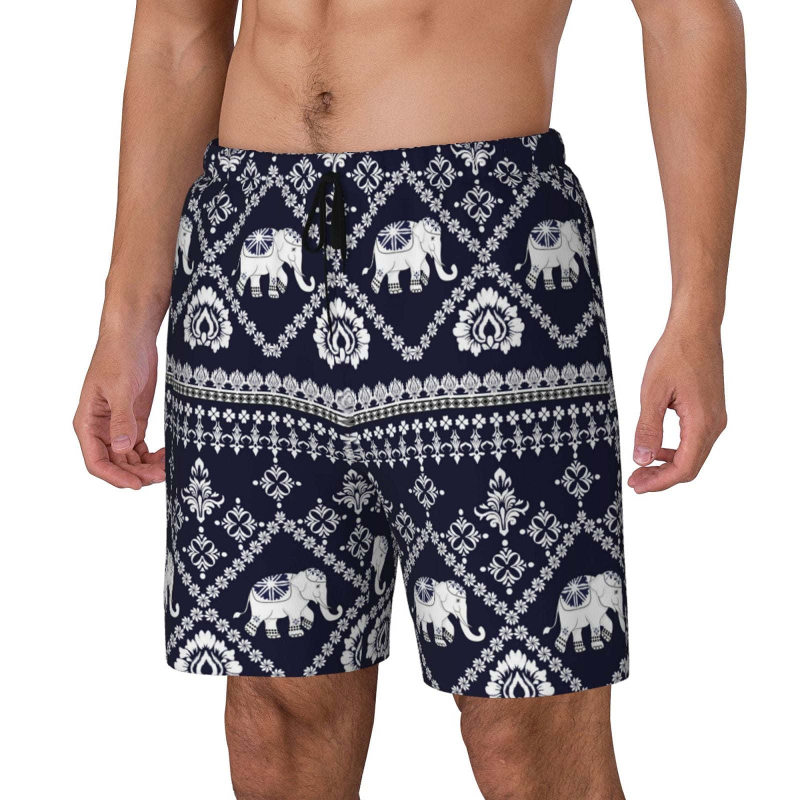 Goofa elephants Print Men's Swim Trunks Board Shorts Quick Dry Mens ...