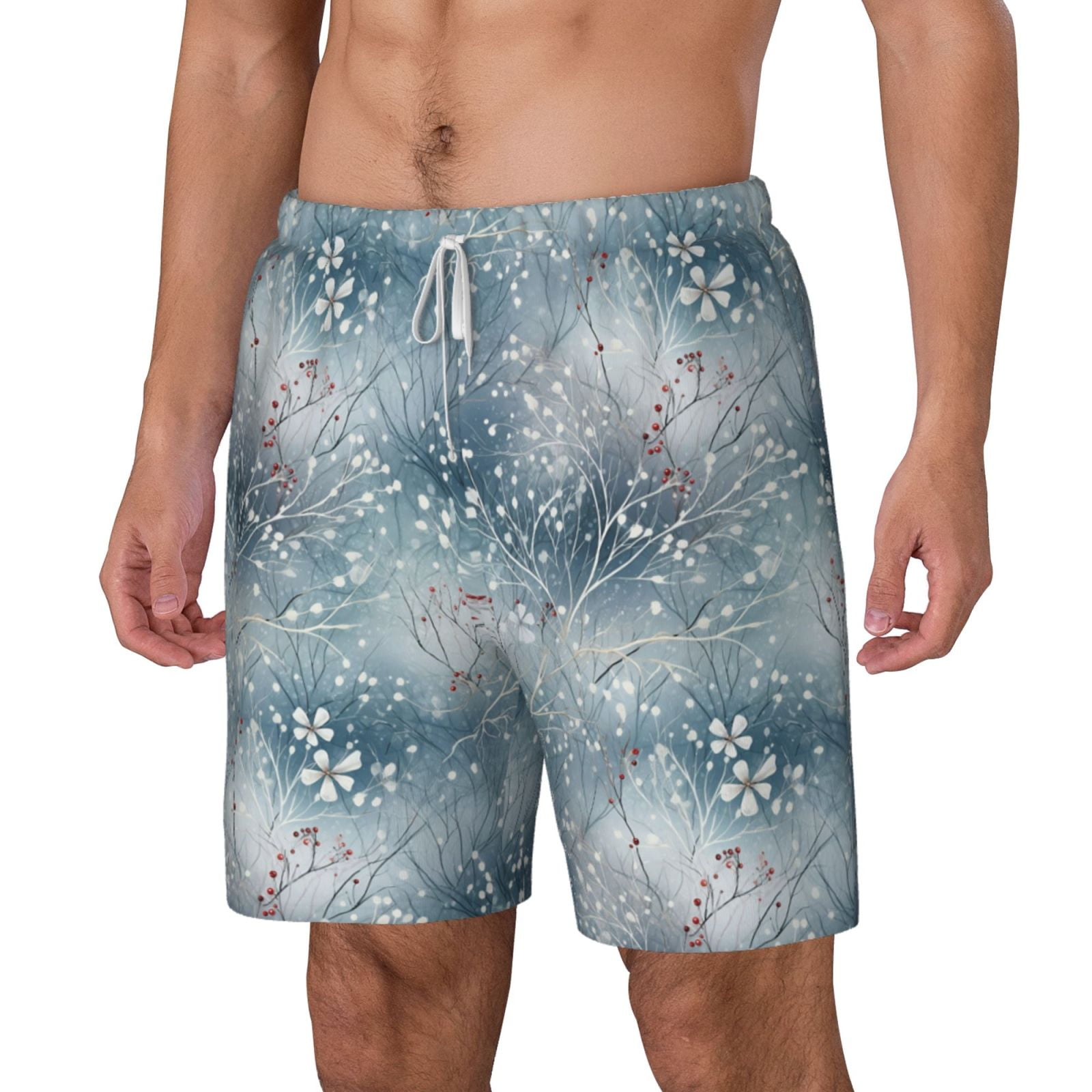 Goofa enchanted winter snowflake holly Printed Men's Swim Trunks Board ...