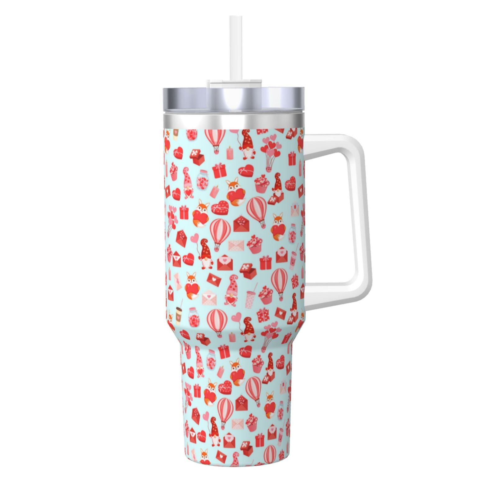 Goofa fox gnomes and hearts Print 40oz Ice Bully With Handle And Straw ...