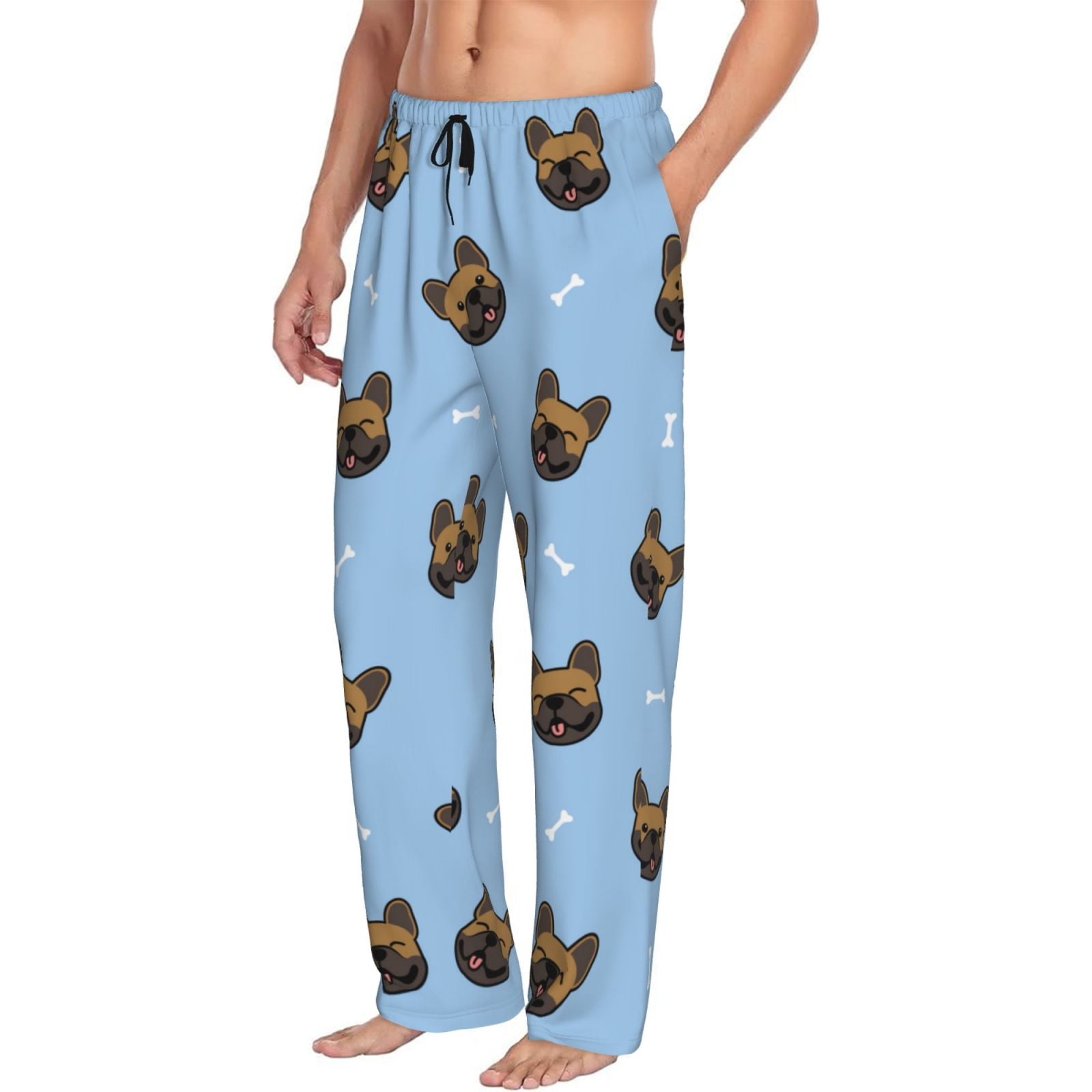 Goofa french Bulldog Face Printed Soft Pajama Pants for Men, Wide Leg ...