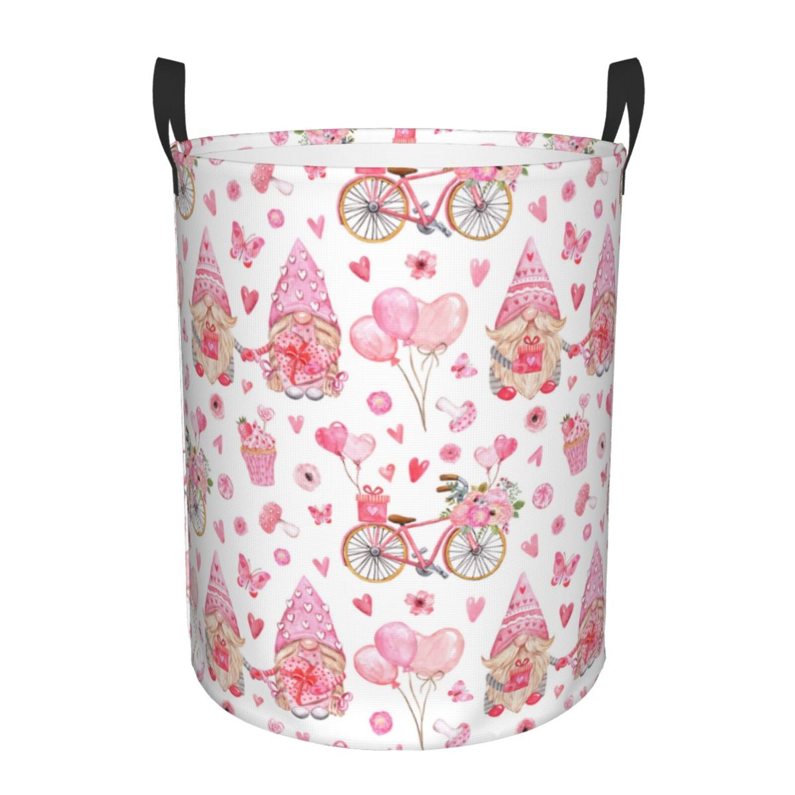 Goofa gnome couple Printed Circular Hamper,Laundry Basket with Handles ...