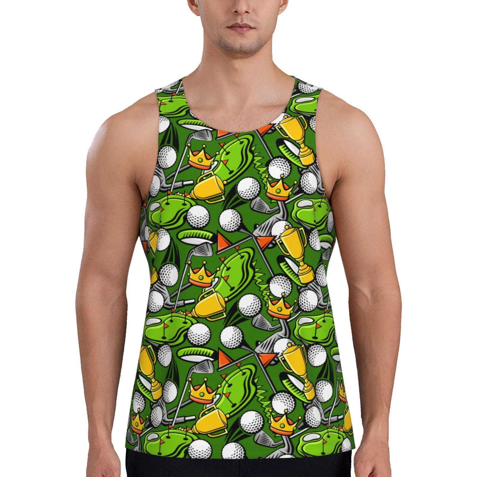 Goofa golf Sport club Pattern Men's Workout Tank Top Slim-Fit Tank ...