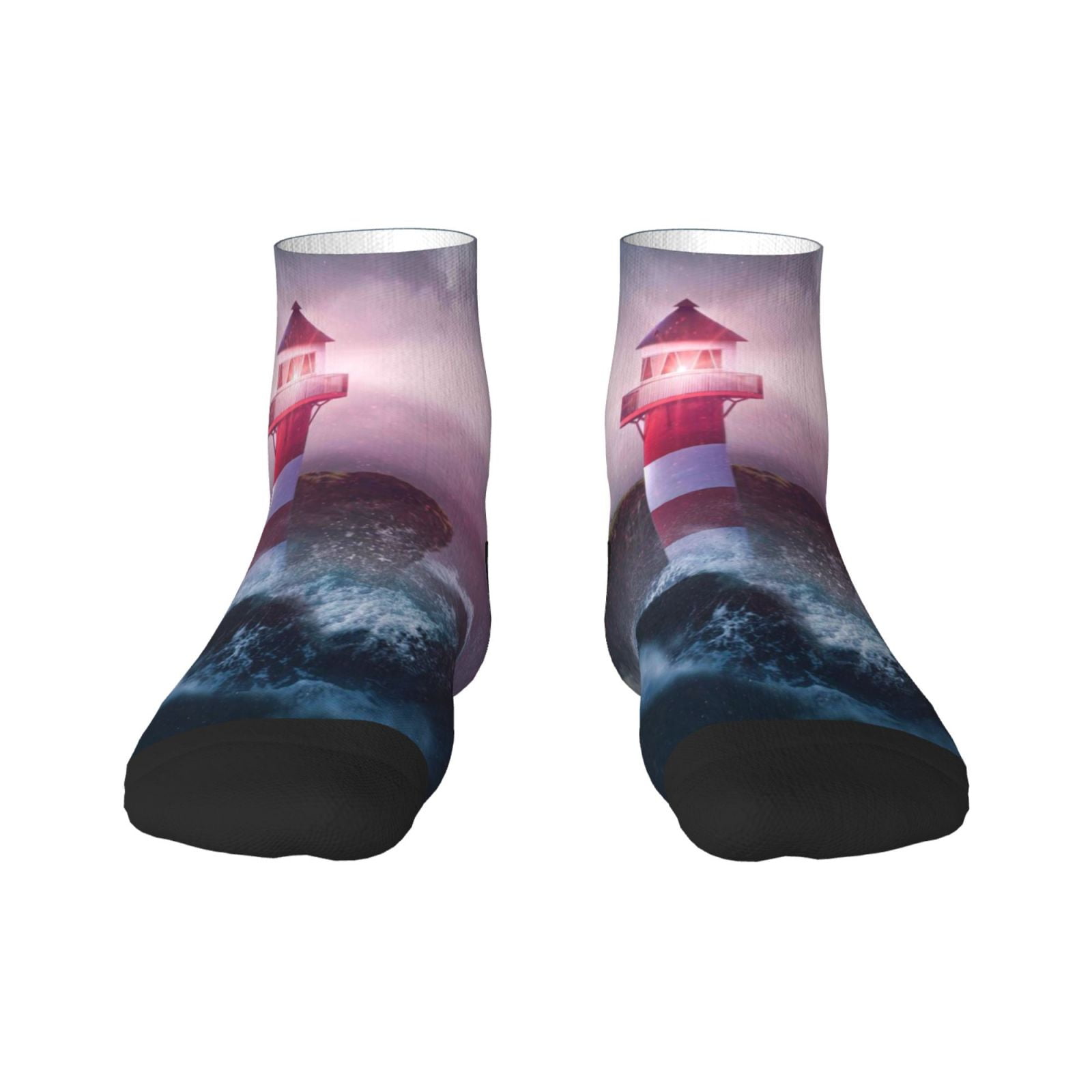Goofa lighthouse Waves Torrential Rain Pattern Non Slip Socks with ...
