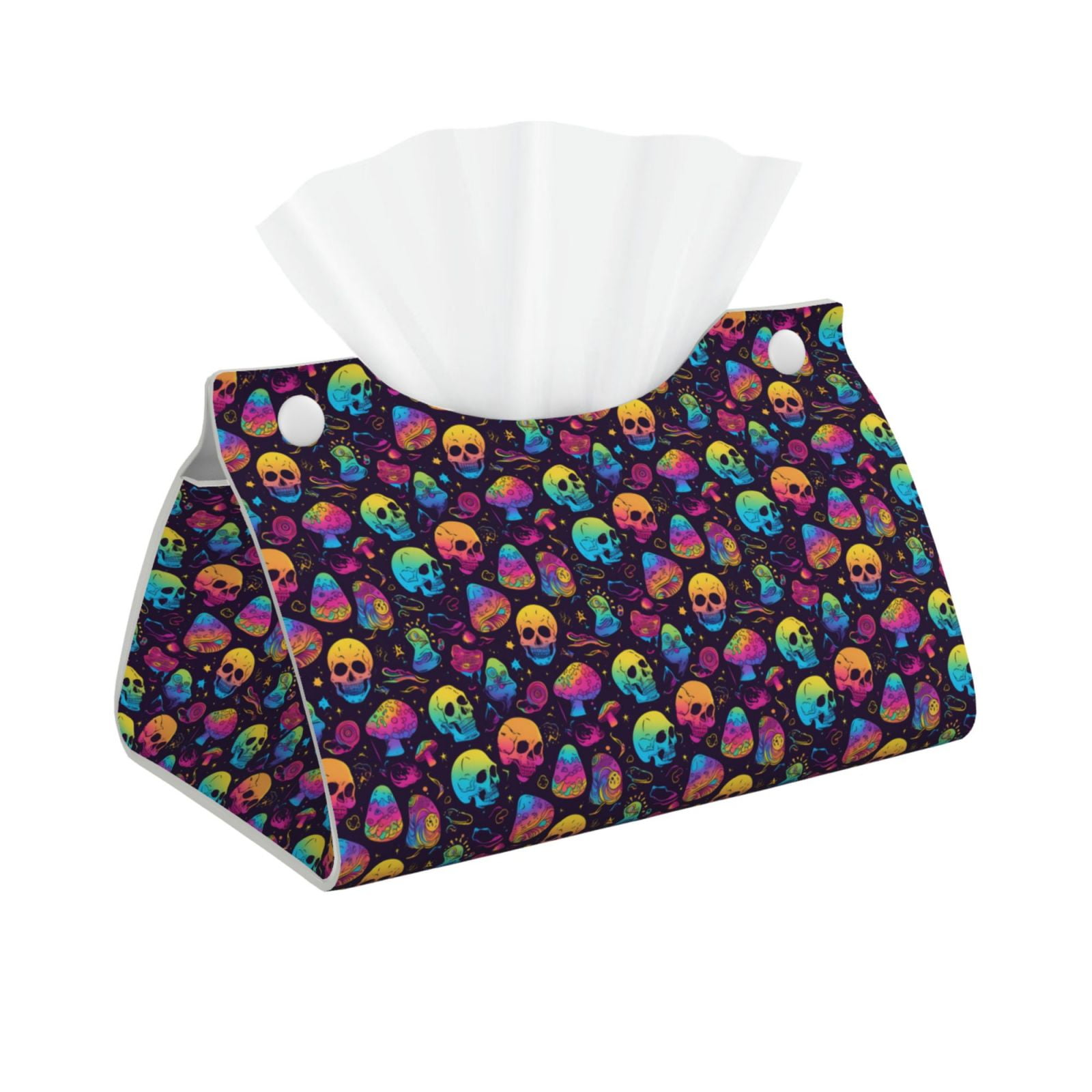 Goofa mushroom color Skull Pattern Triangle Square Tissue Box Cover ...