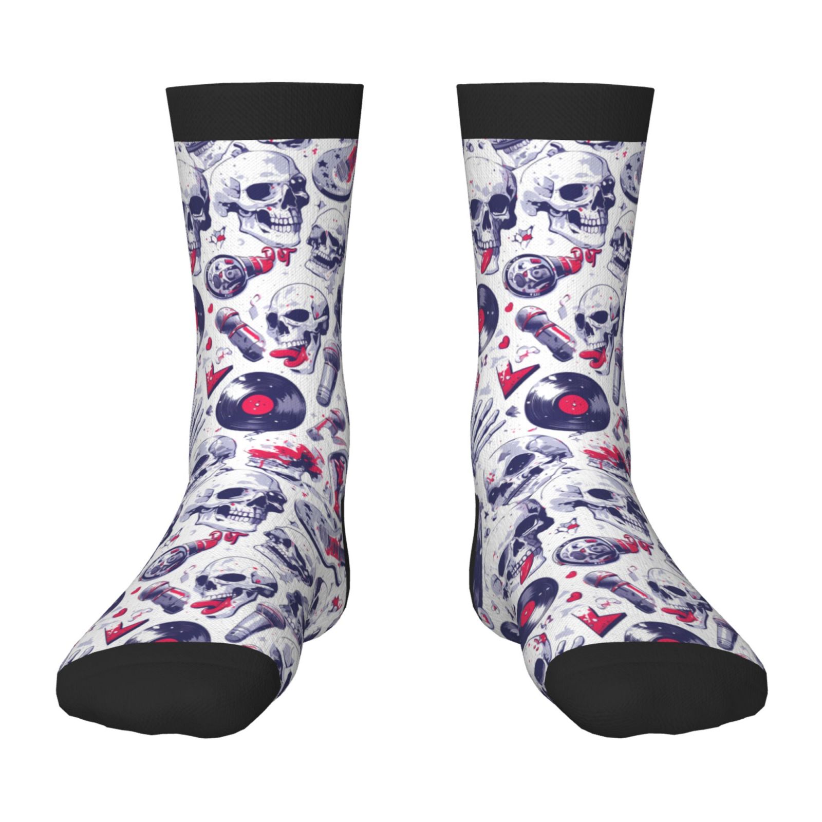 Goofa music Skull record mike Pattern Children's Crew Socks, Kids ...