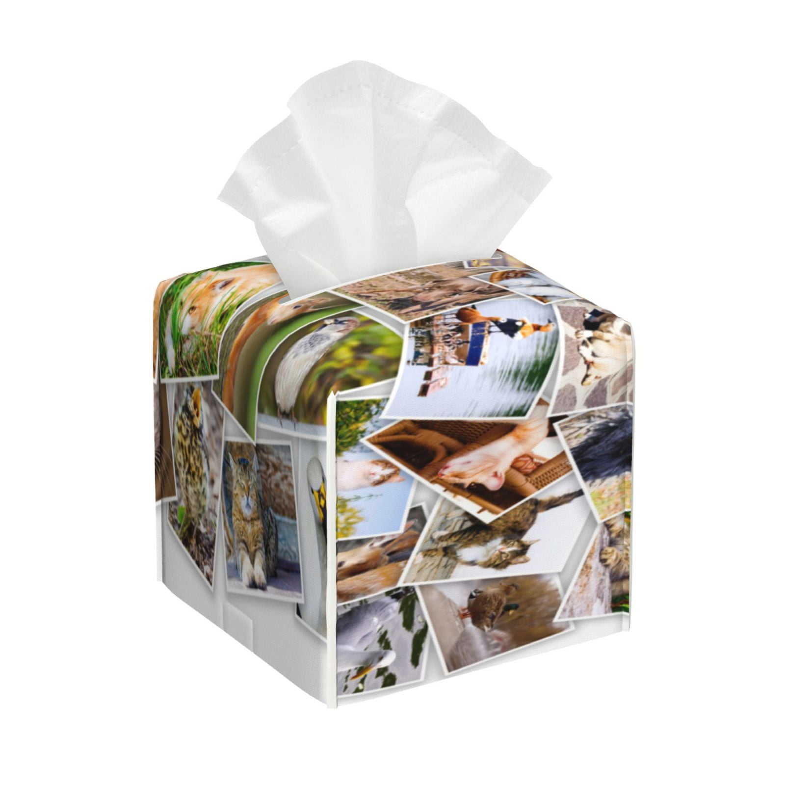 Goofa pets and birds Collage Pattern Tissue Box Cover PVC Leather ...