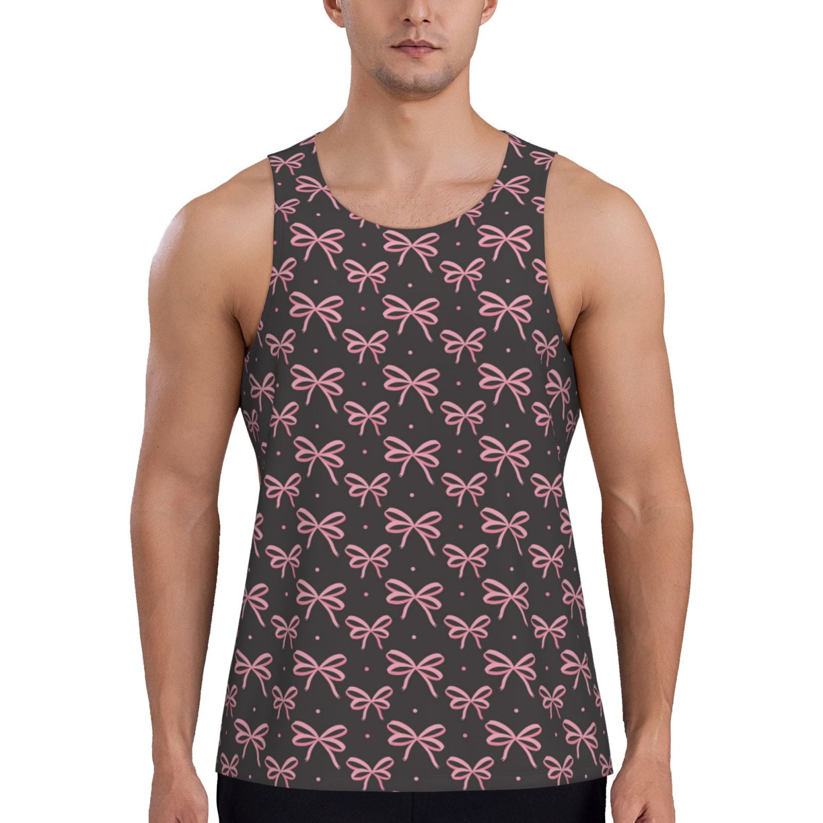 Goofa pink bow Pattern Men's Workout Tank Top Slim-Fit Tank Quick Dry ...