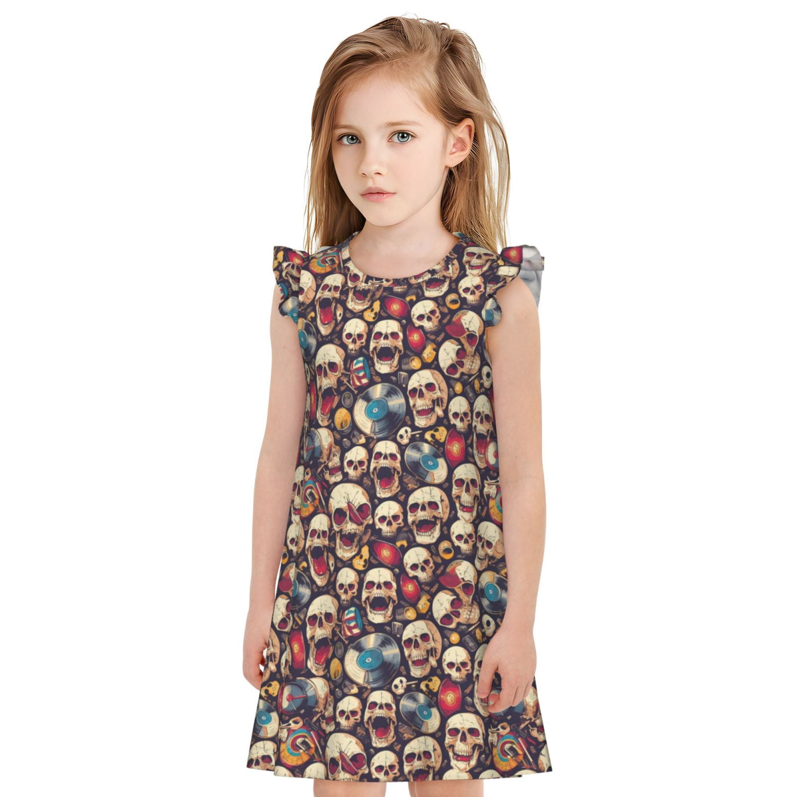 Goofa rock record music Skull Pattern Sweet & Sassy Girls' Nightgowns ...