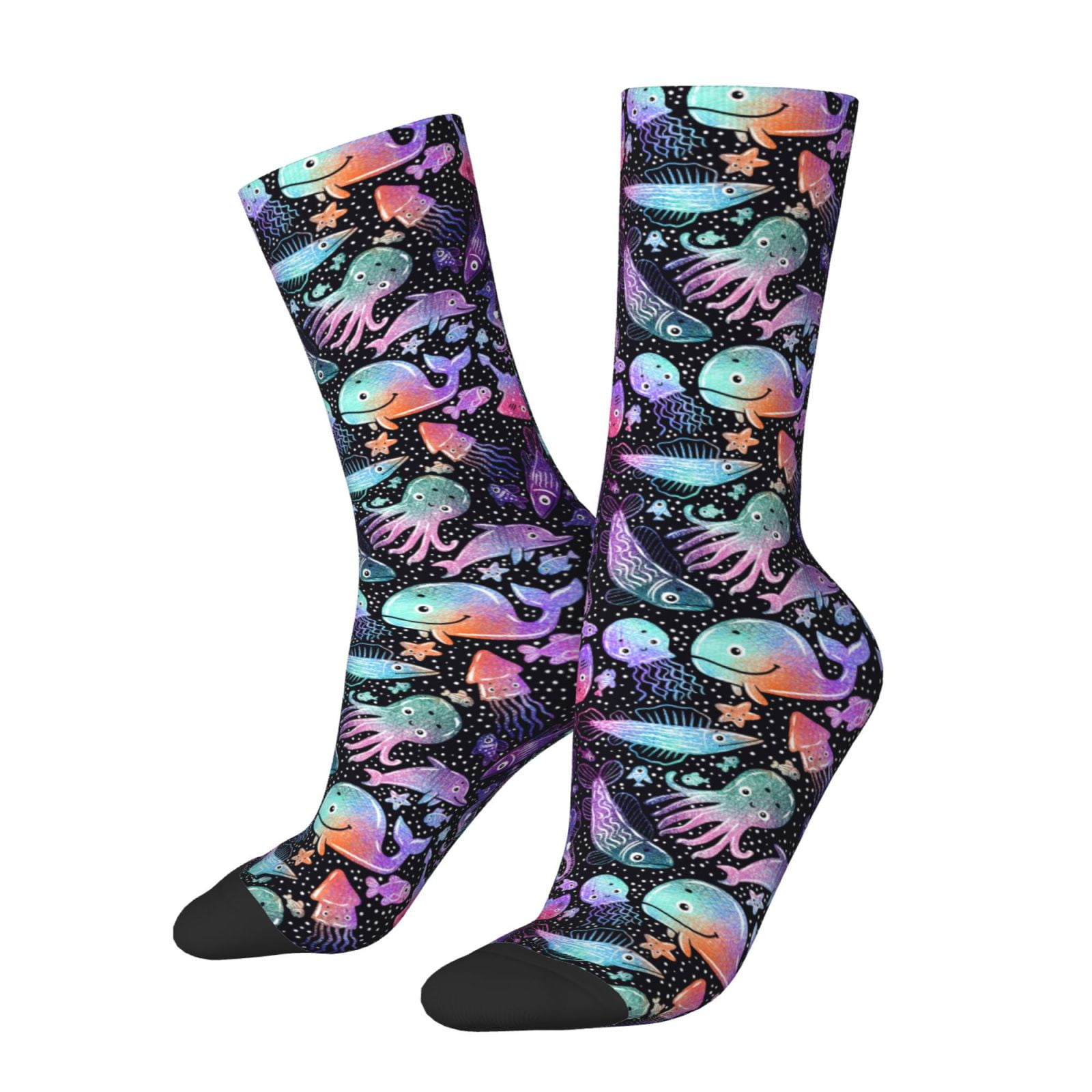 Goofa whale fish octopus Printed Men's Crew Socks, Soft Durable ...