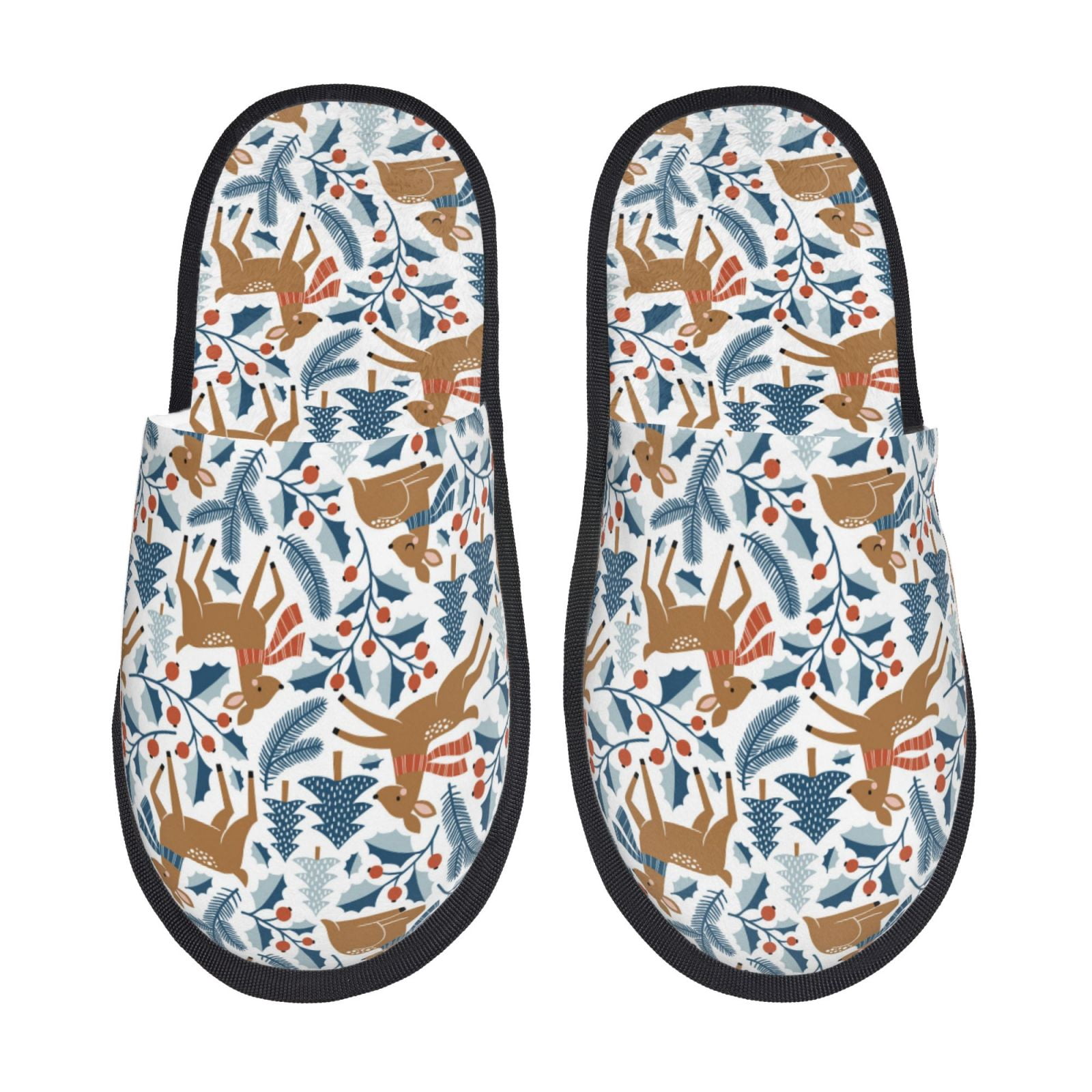 Goofa winter Scarf deer Pattern Plush Furry Slippers for Men & Women ...