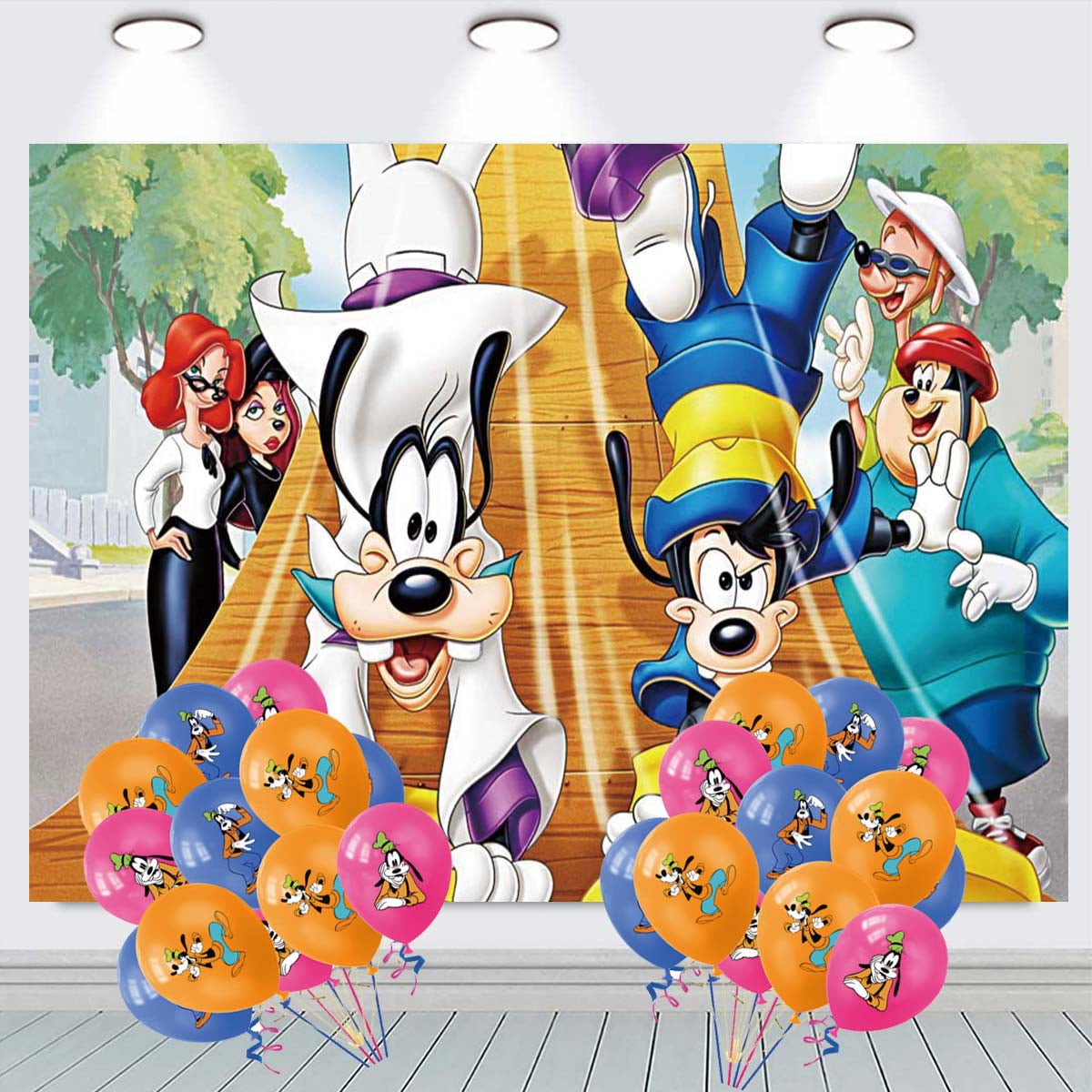 Goofy Backdrop Banner Balloons Party Decorations Supplies Taspestry ...