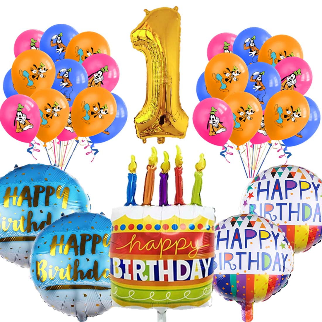 Goofy Balloons Party Supplies 1st Big Number Decorations Decor Kit ...