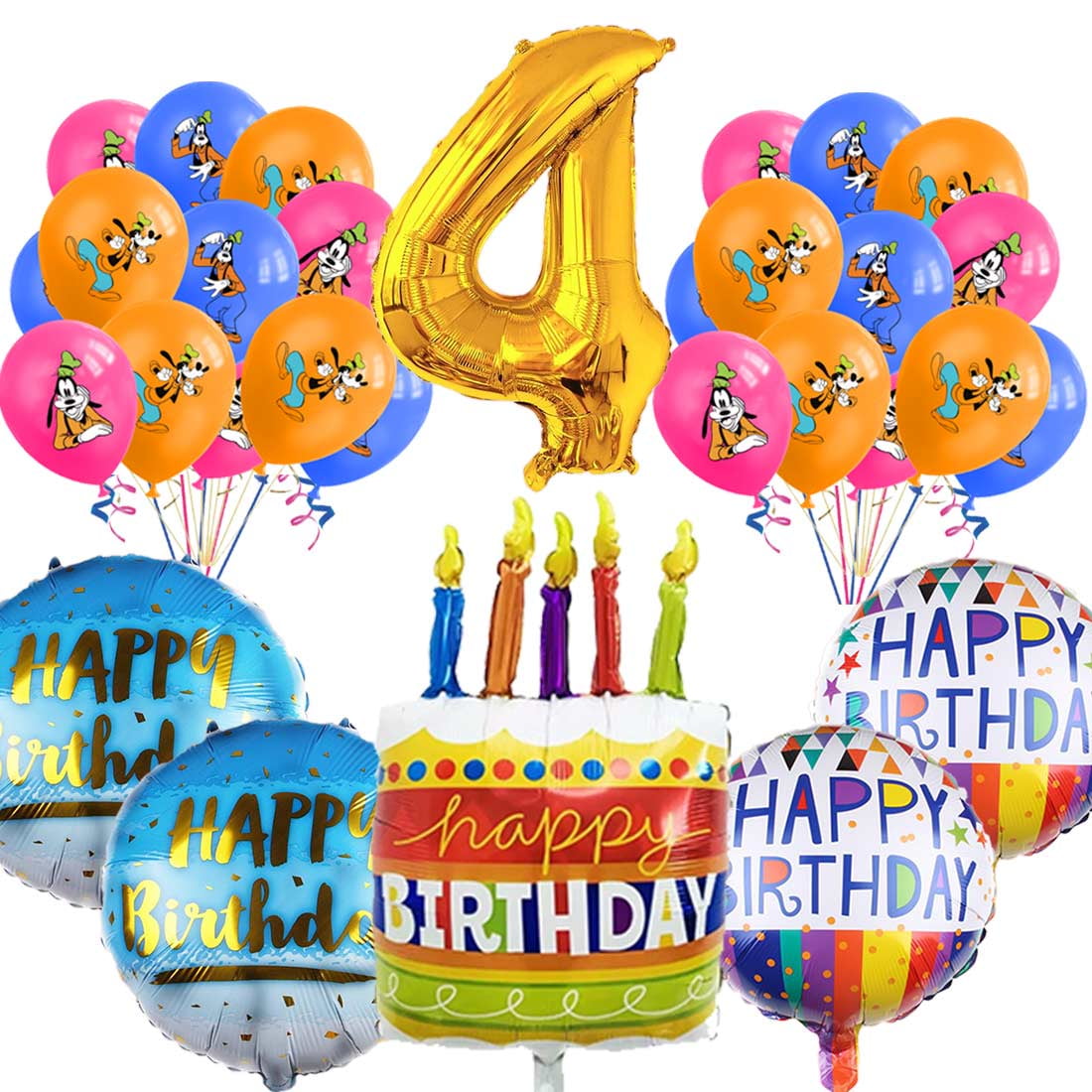 Goofy Balloons Party Supplies 4th Big Number Decorations Decor Kit ...