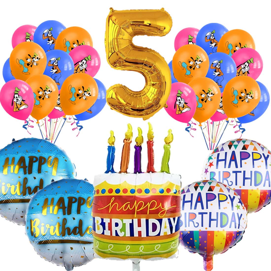 Goofy Balloons Party Supplies 5th Big Number Decorations Decor Kit ...