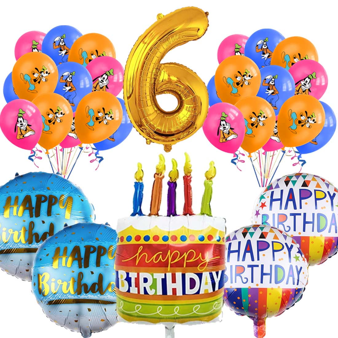 Goofy Balloons Party Supplies 6th Big Number Decorations Decor Kit ...
