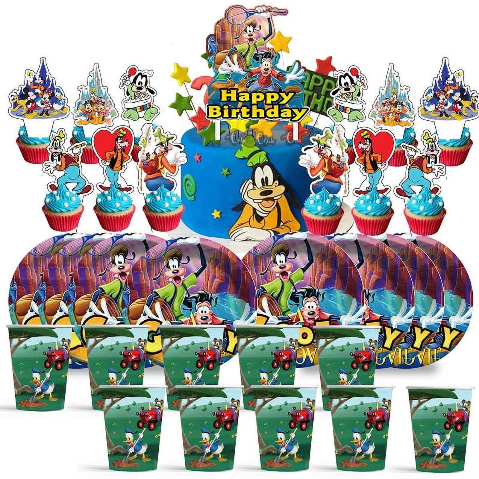 Goofy Birthday Cups Party Supplies Plates Fans Decorations Cake Topper ...