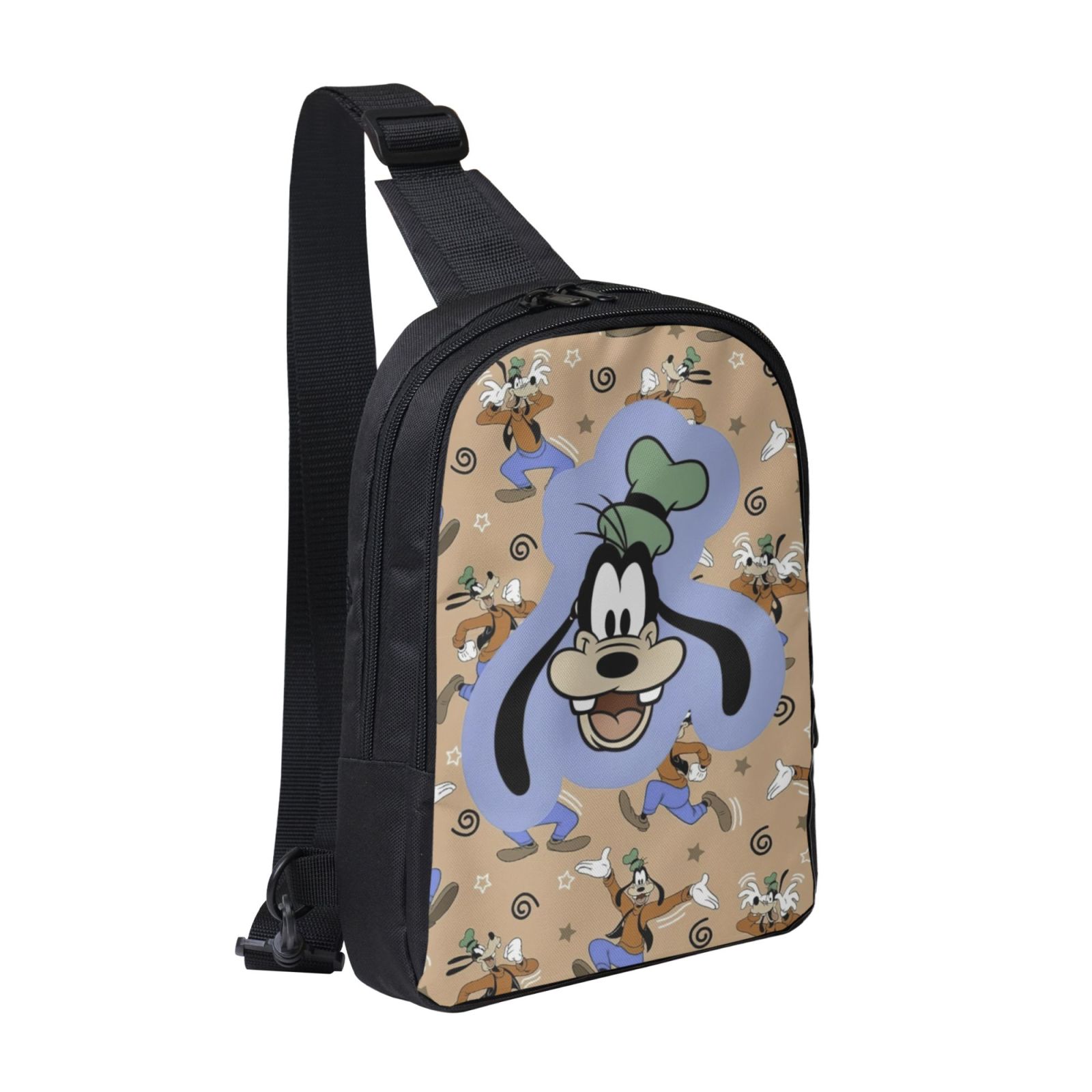 Goofy Crossbody Sling Bag With Dual Zipper Compartments, Hiking Daypack ...