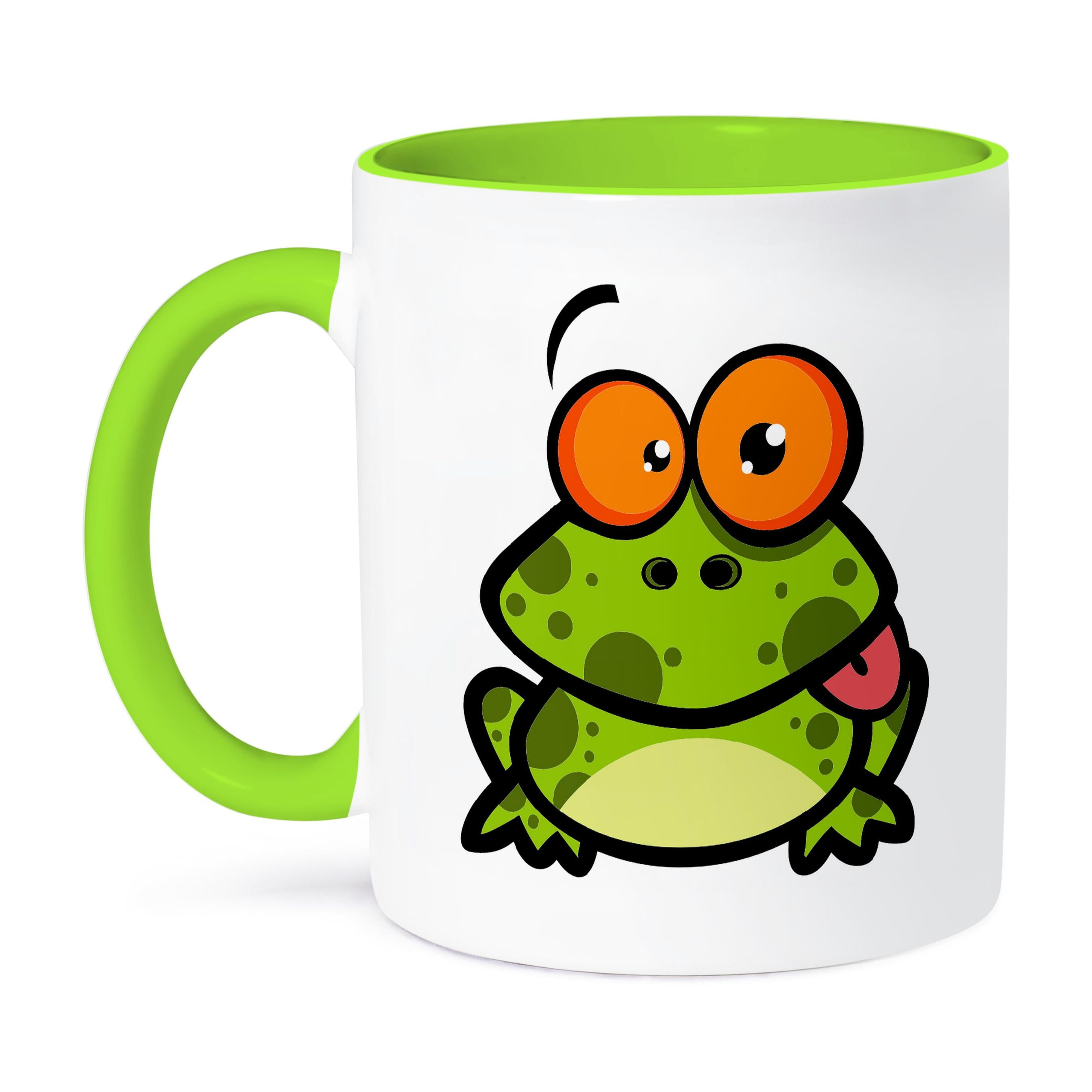 3dRose, Goofy Cute Frog Sticking Out Tongue Funny Animal Cartoon, 11oz ...