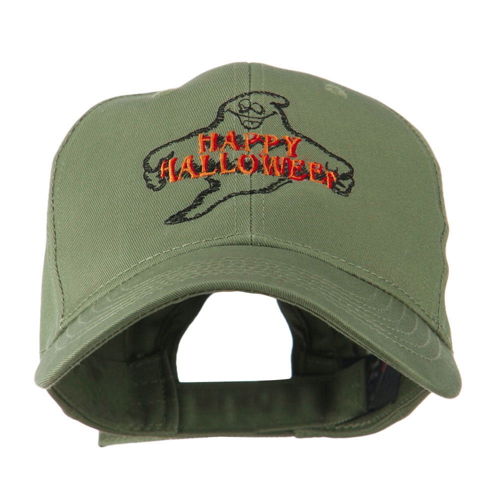 Goofy Ghost Happy Halloween Embroidered Cap - Olive OSFM - Walmart.com