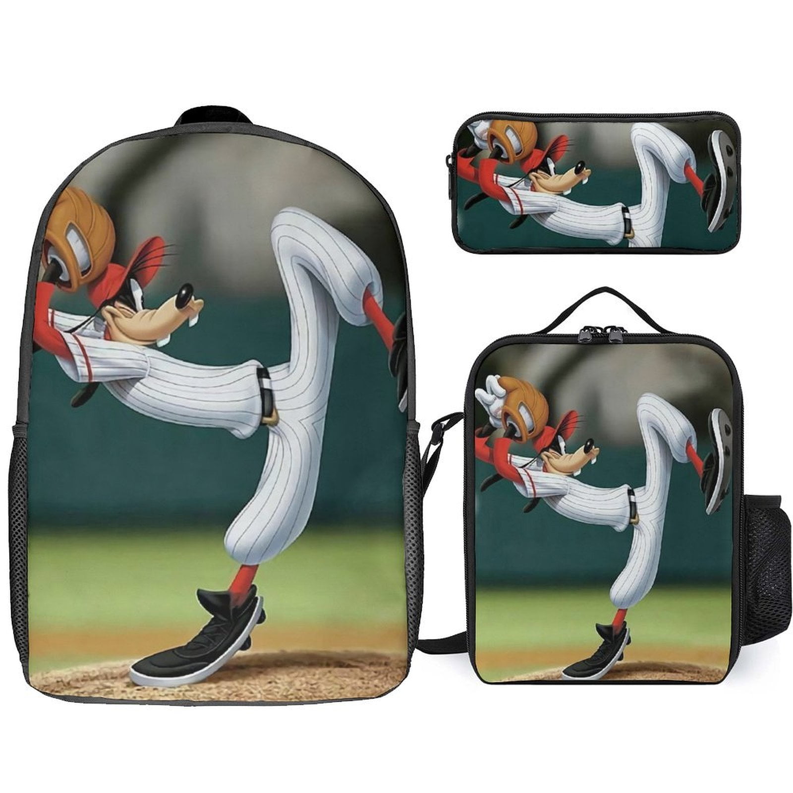 Goofy Goof Anime Print School Bag 3 Pcs Set, Backpack, Lunch Bag ...