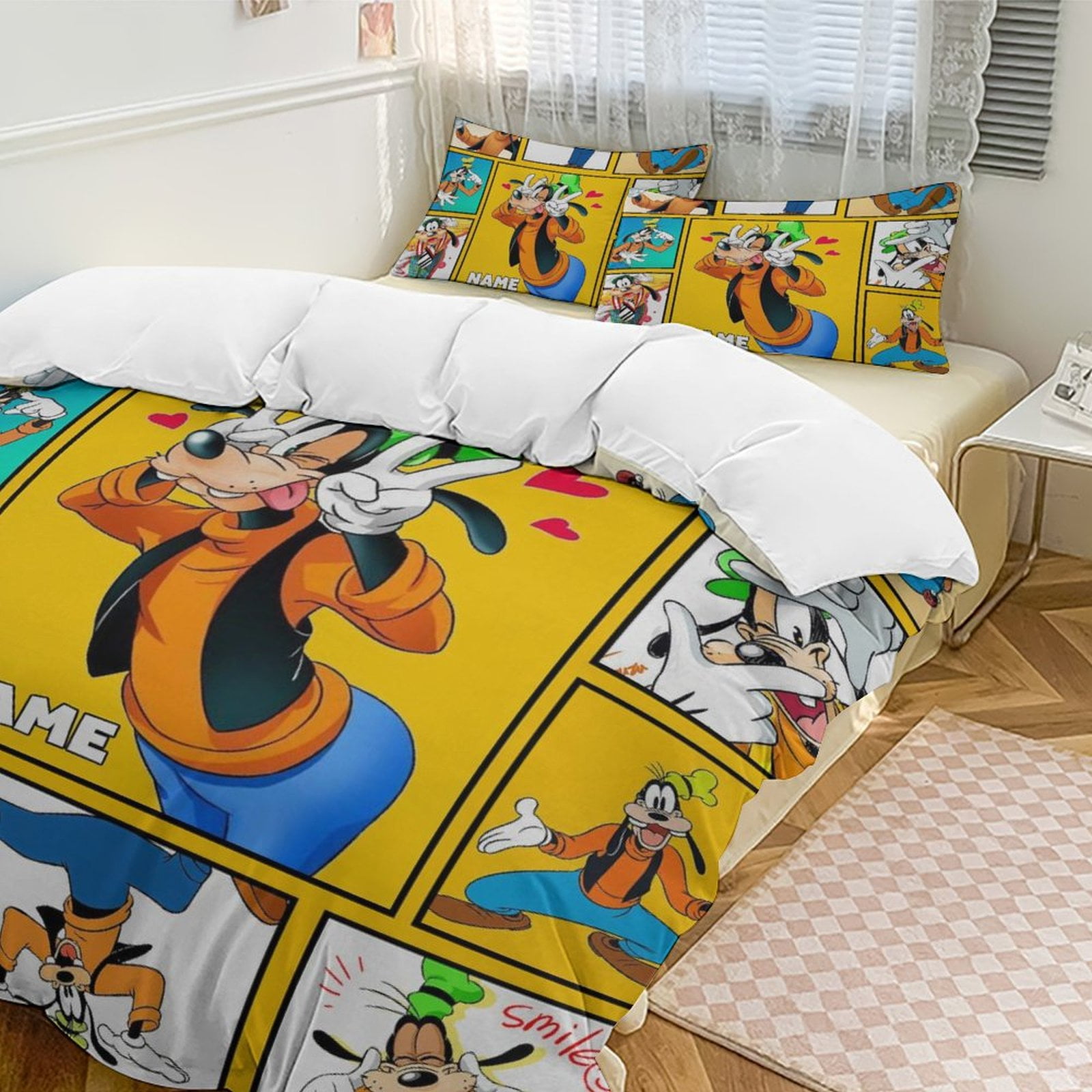 Goofy Goof Cartoon Home Bed 3-piece Set, Polyester Wash Student ...