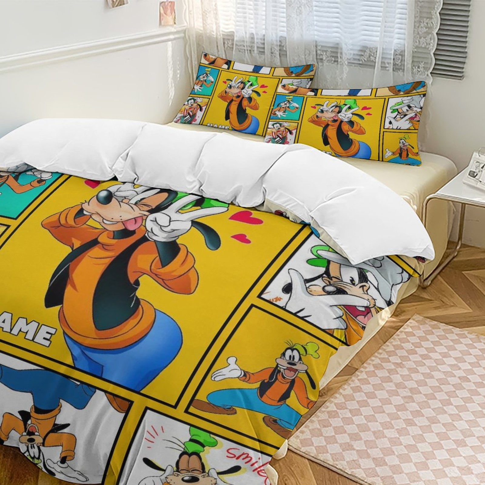 Goofy Goof Cartoon Home Bed 3-piece Set, Polyester Wash Student ...