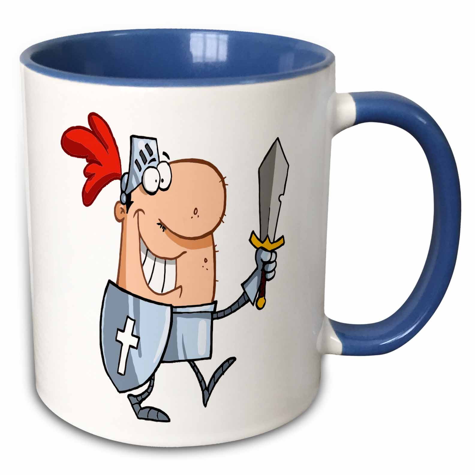 Goofy Knight In Shining Armor With Sword Cartoon 11oz Two-Tone Blue Mug ...