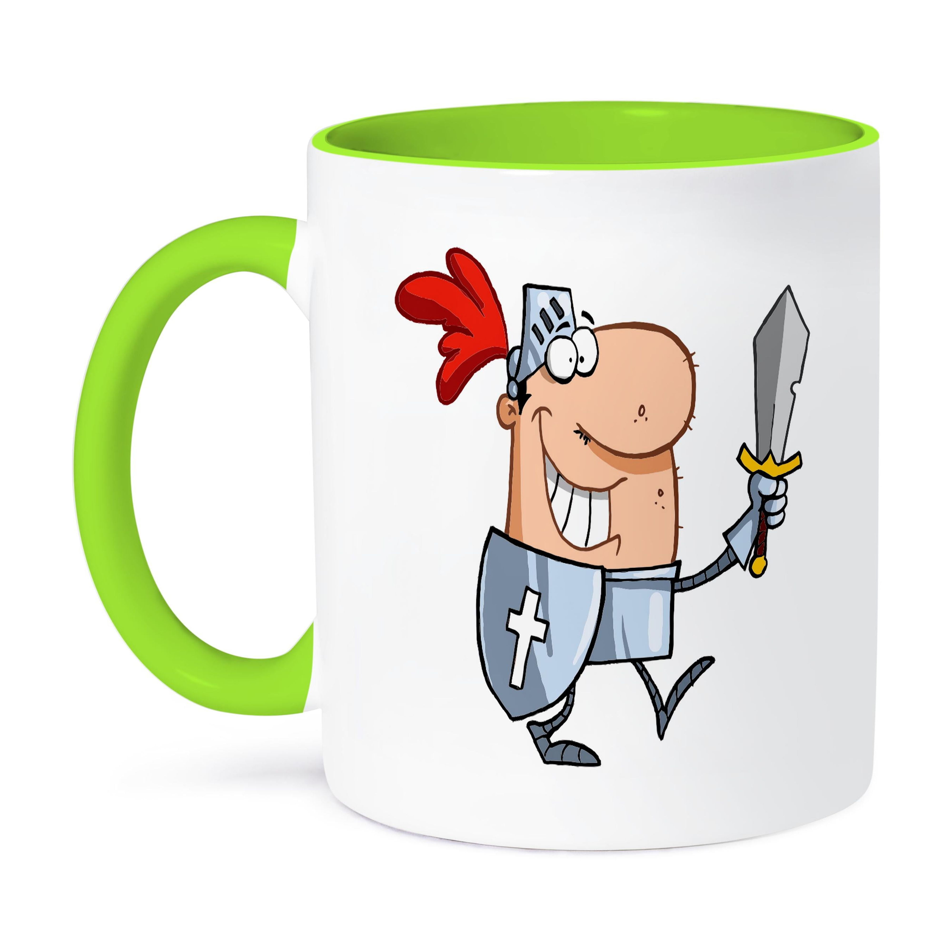 3dRose, Goofy Knight In Shining Armor With Sword Cartoon, 11oz Two-Tone ...