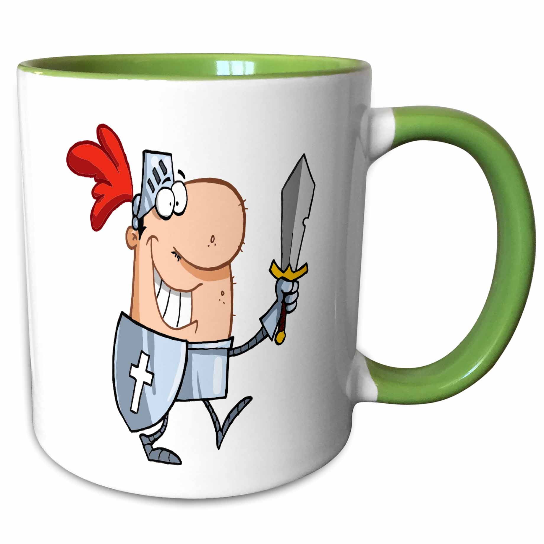 Goofy Knight In Shining Armor With Sword Cartoon 15oz Two-Tone Green ...