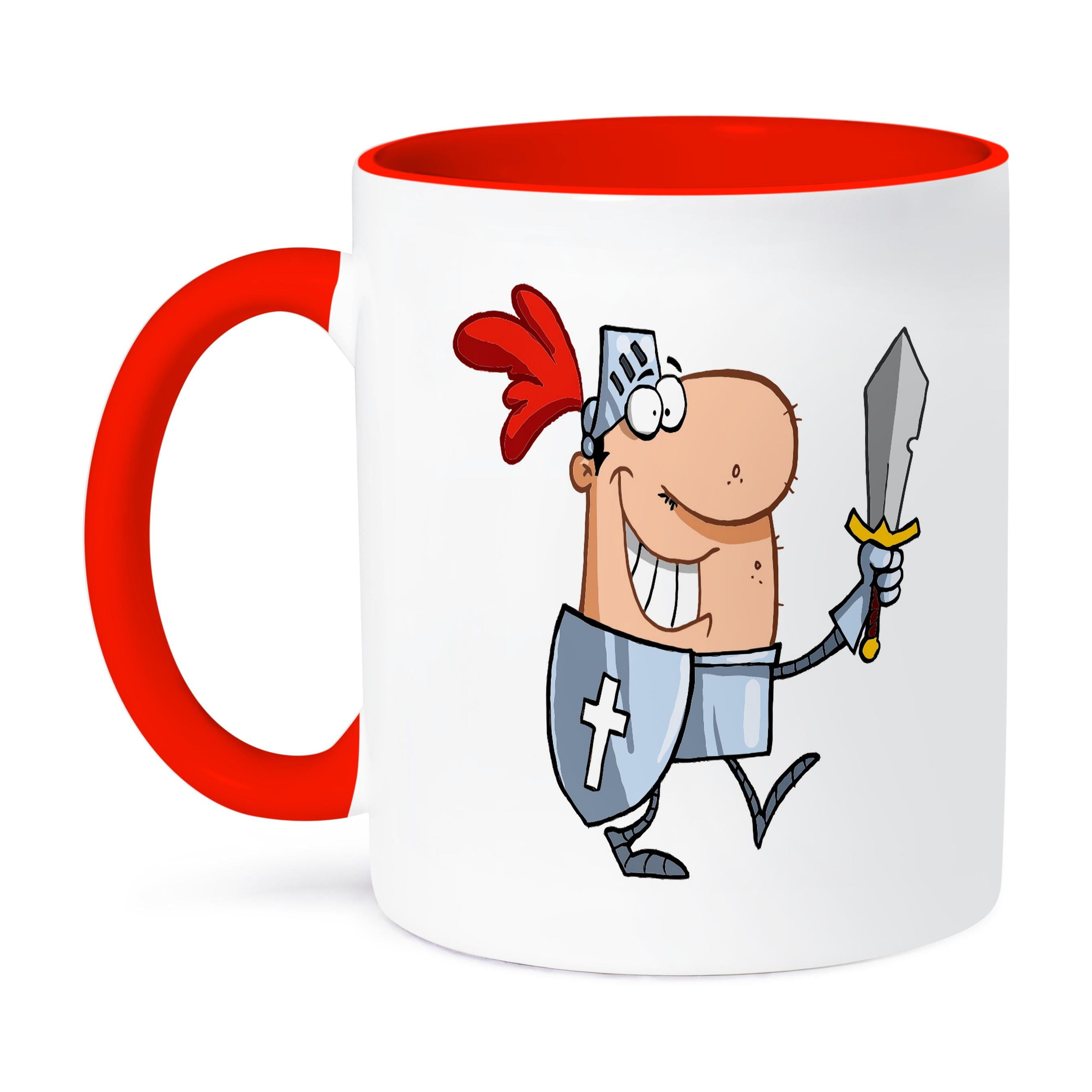 3dRose, Goofy Knight In Shining Armor With Sword Cartoon, 15oz Two-Tone ...